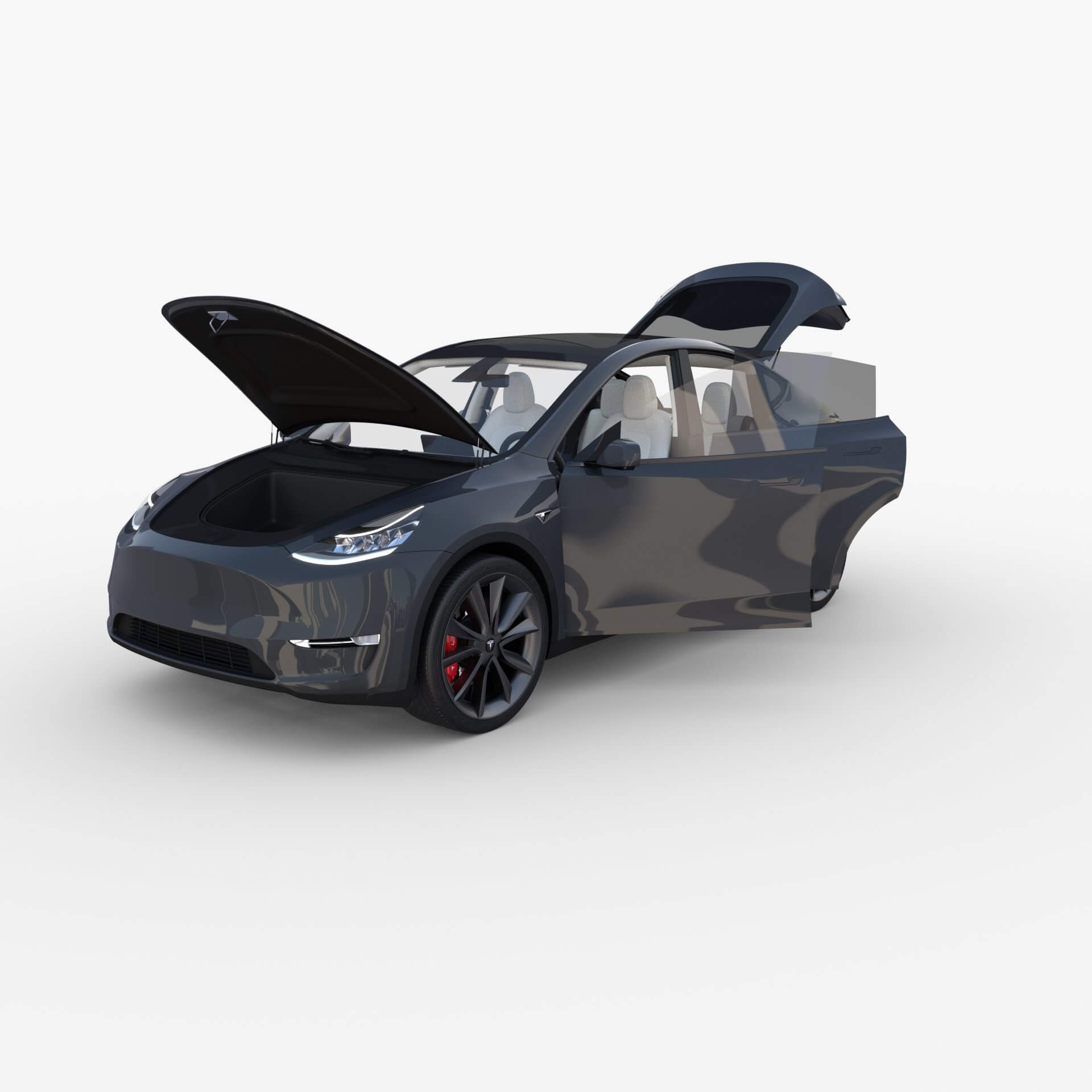 Tesla Model Y AWD Midnight Silver with Interior and Chassis by dragosburian