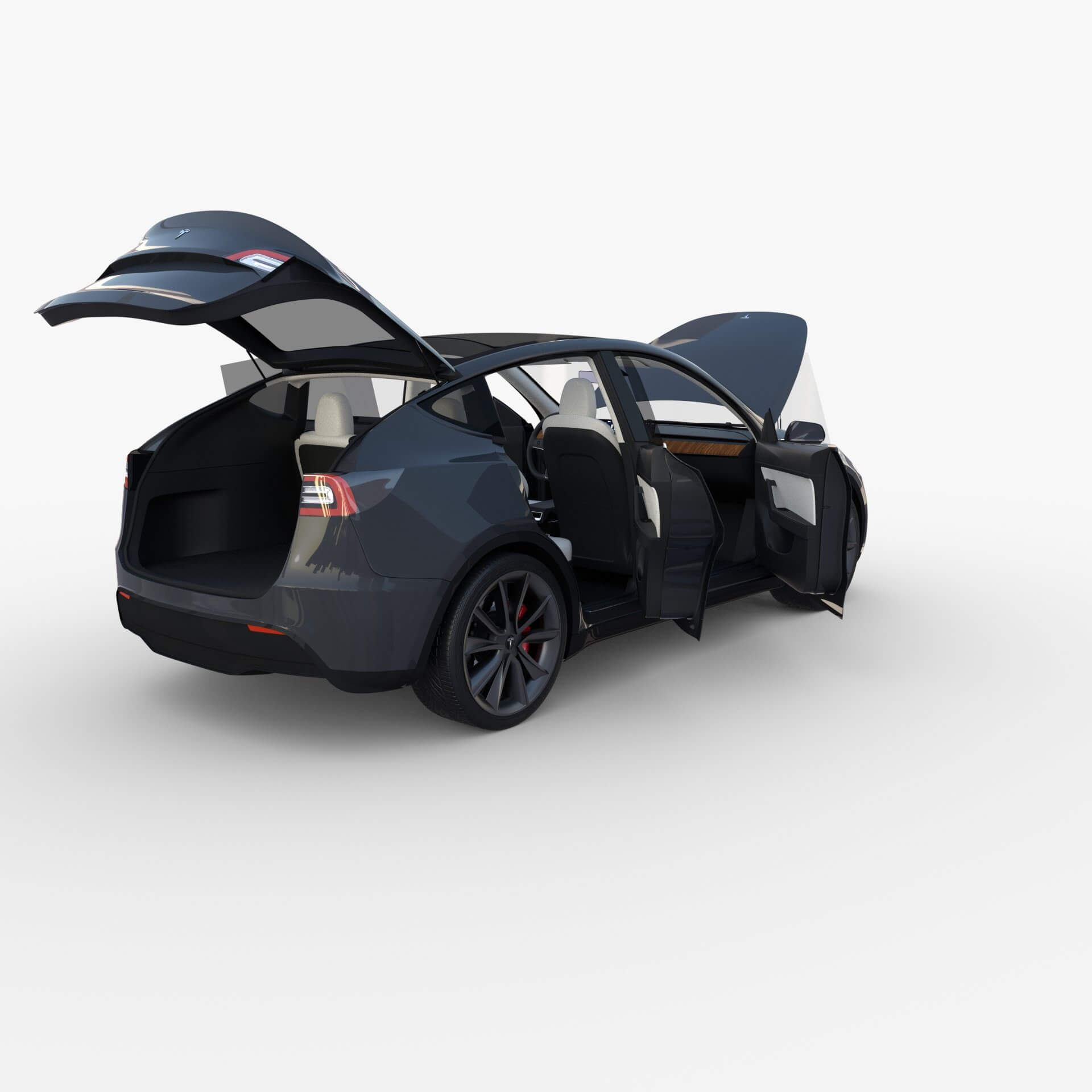 Tesla Model Y AWD Midnight Silver with Interior and Chassis by dragosburian