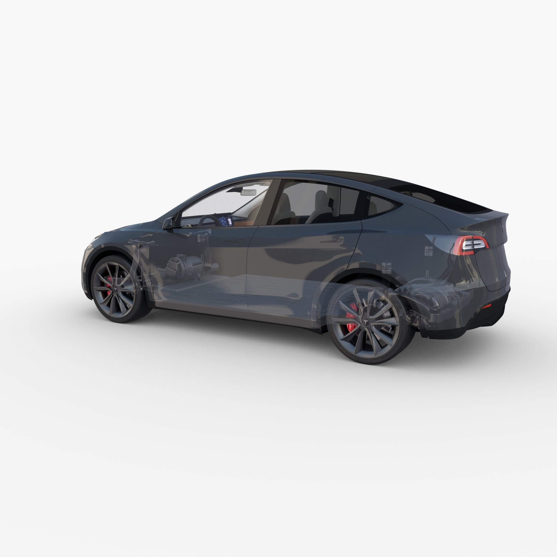 Tesla Model Y AWD Midnight Silver with Interior and Chassis by dragosburian