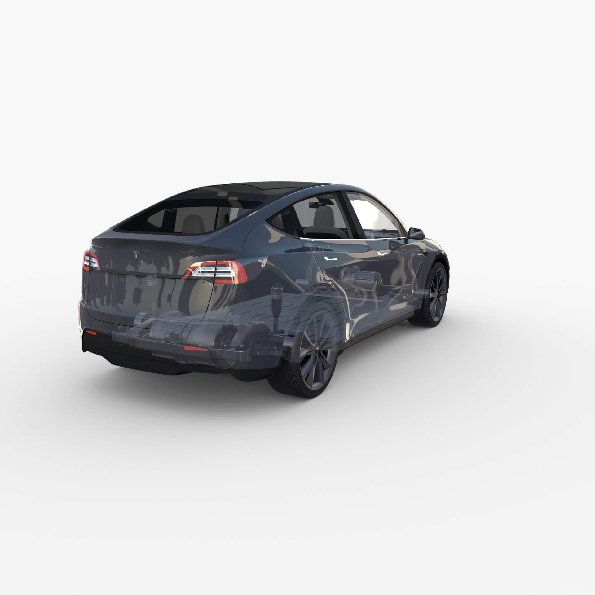 Tesla Model Y AWD Midnight Silver with Interior and Chassis by dragosburian