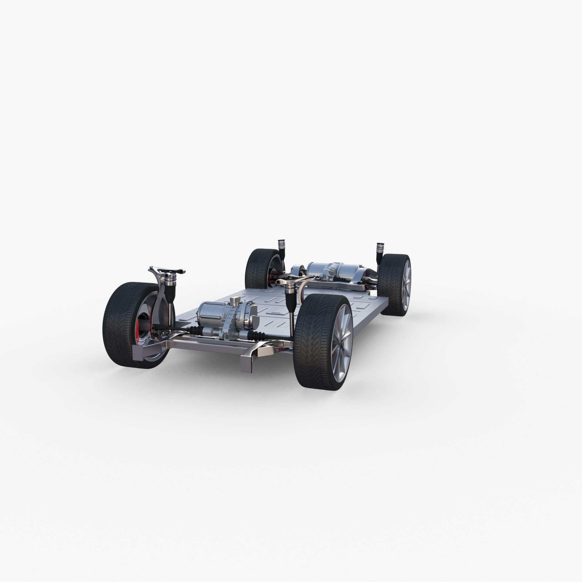 Tesla Model Y AWD Red with Chassis by dragosburian