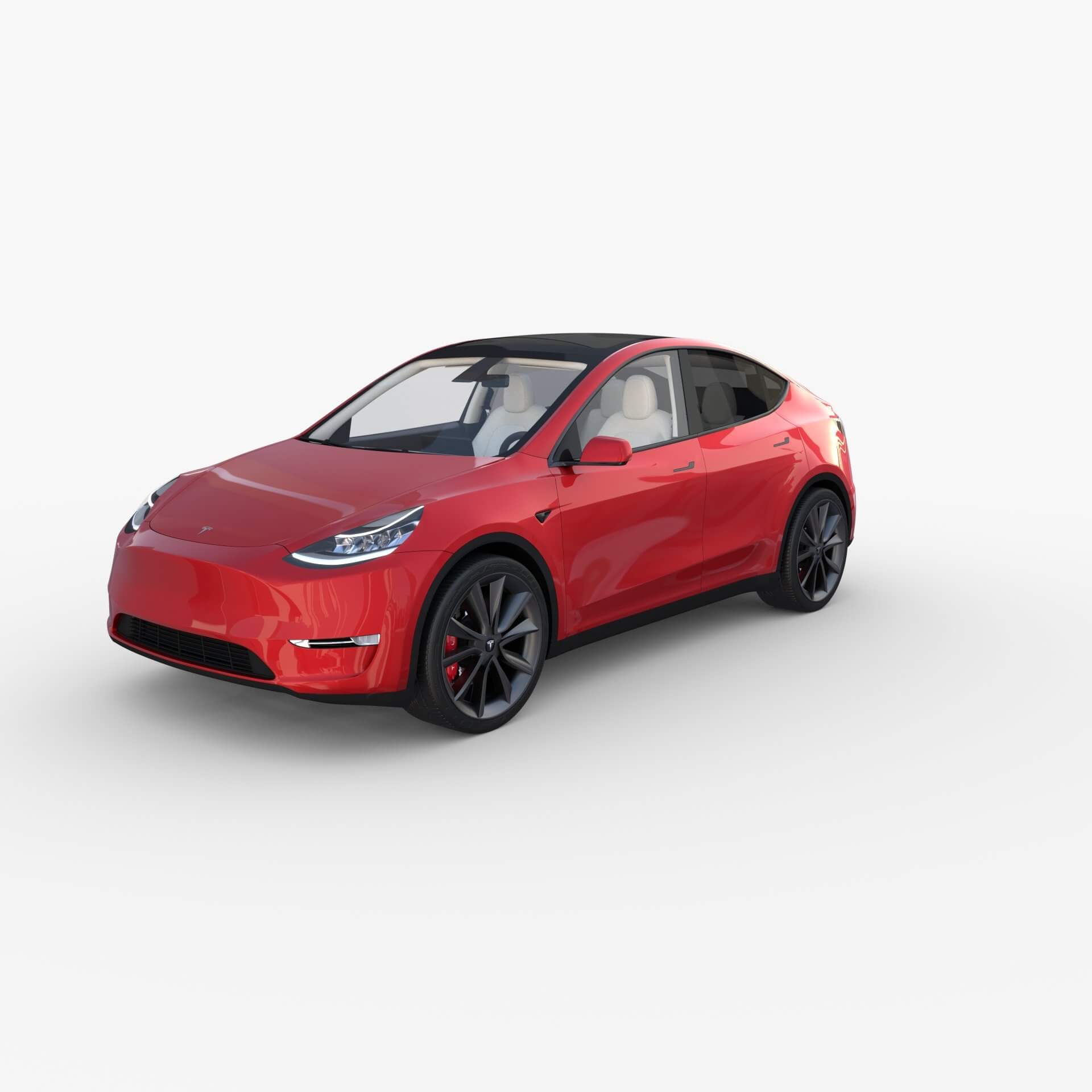 Tesla Model Y AWD Red with Interior and Chassis by dragosburian