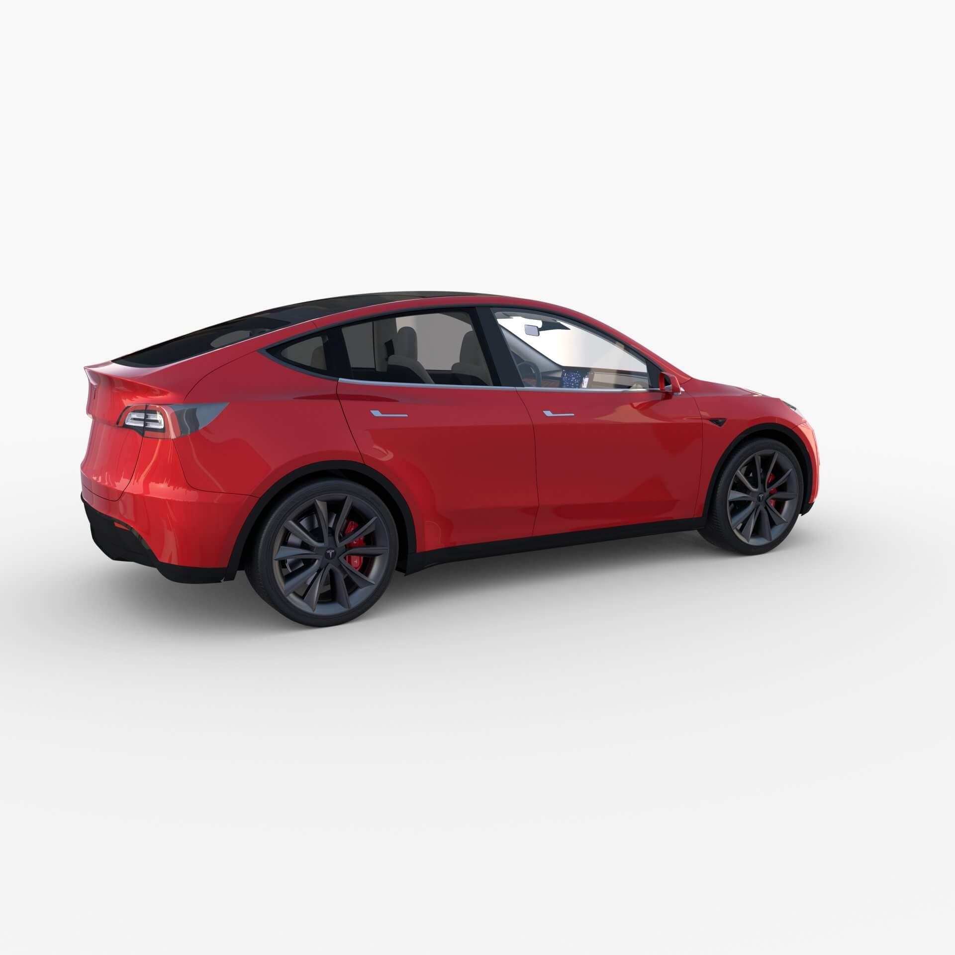 Tesla Model Y AWD Red with Interior and Chassis by dragosburian
