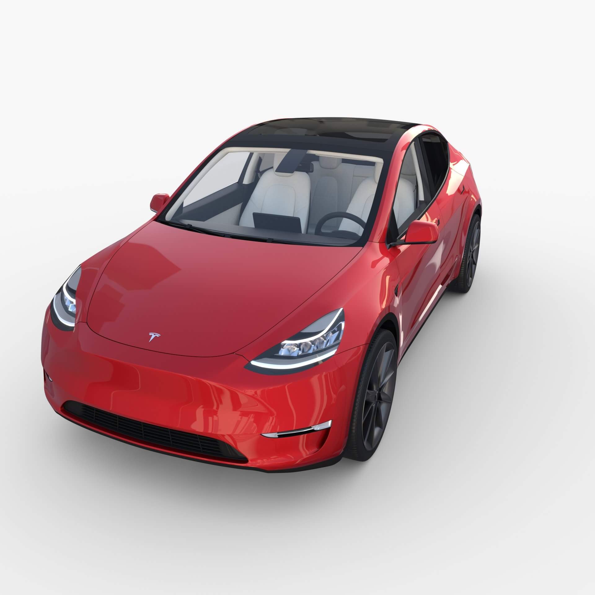 Tesla Model Y AWD Red with Interior and Chassis by dragosburian
