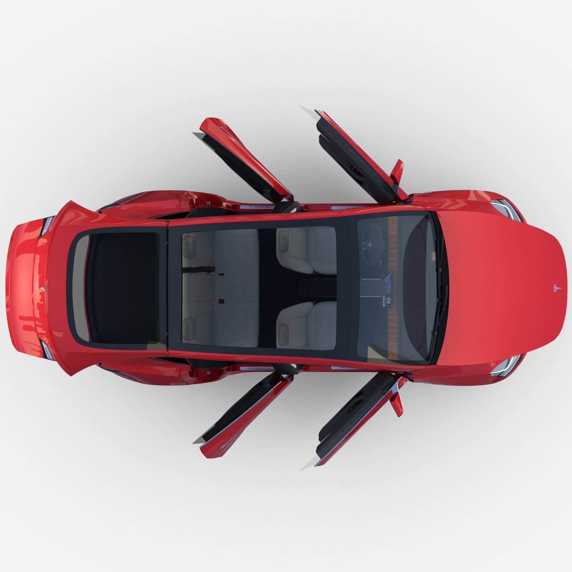 Tesla Model Y AWD Red with Interior and Chassis by dragosburian