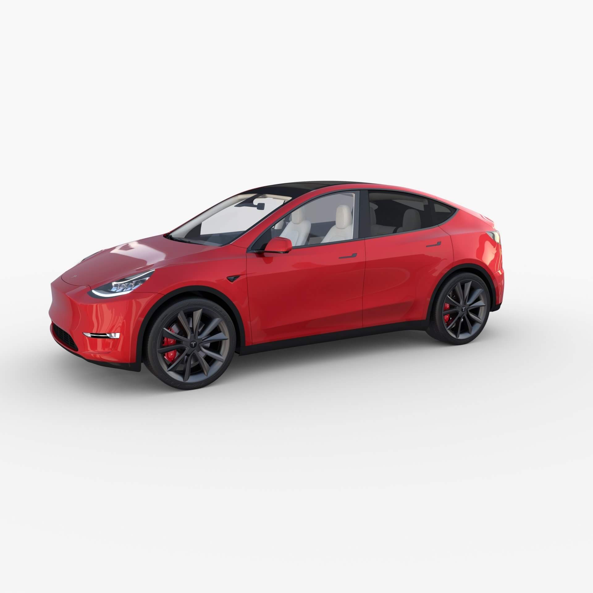 Tesla Model Y AWD Red with Interior and Chassis by dragosburian