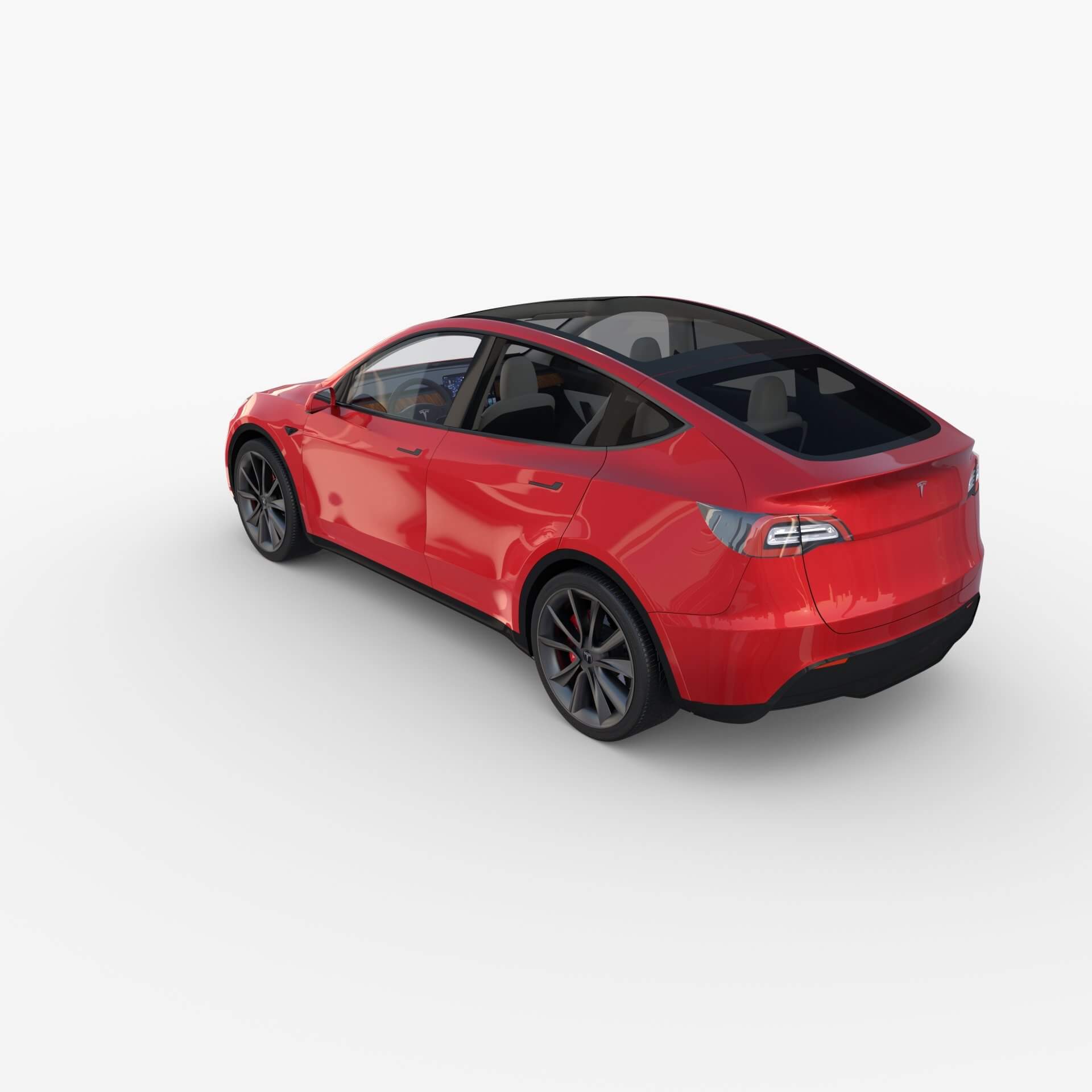 Tesla Model Y AWD Red with Interior and Chassis by dragosburian