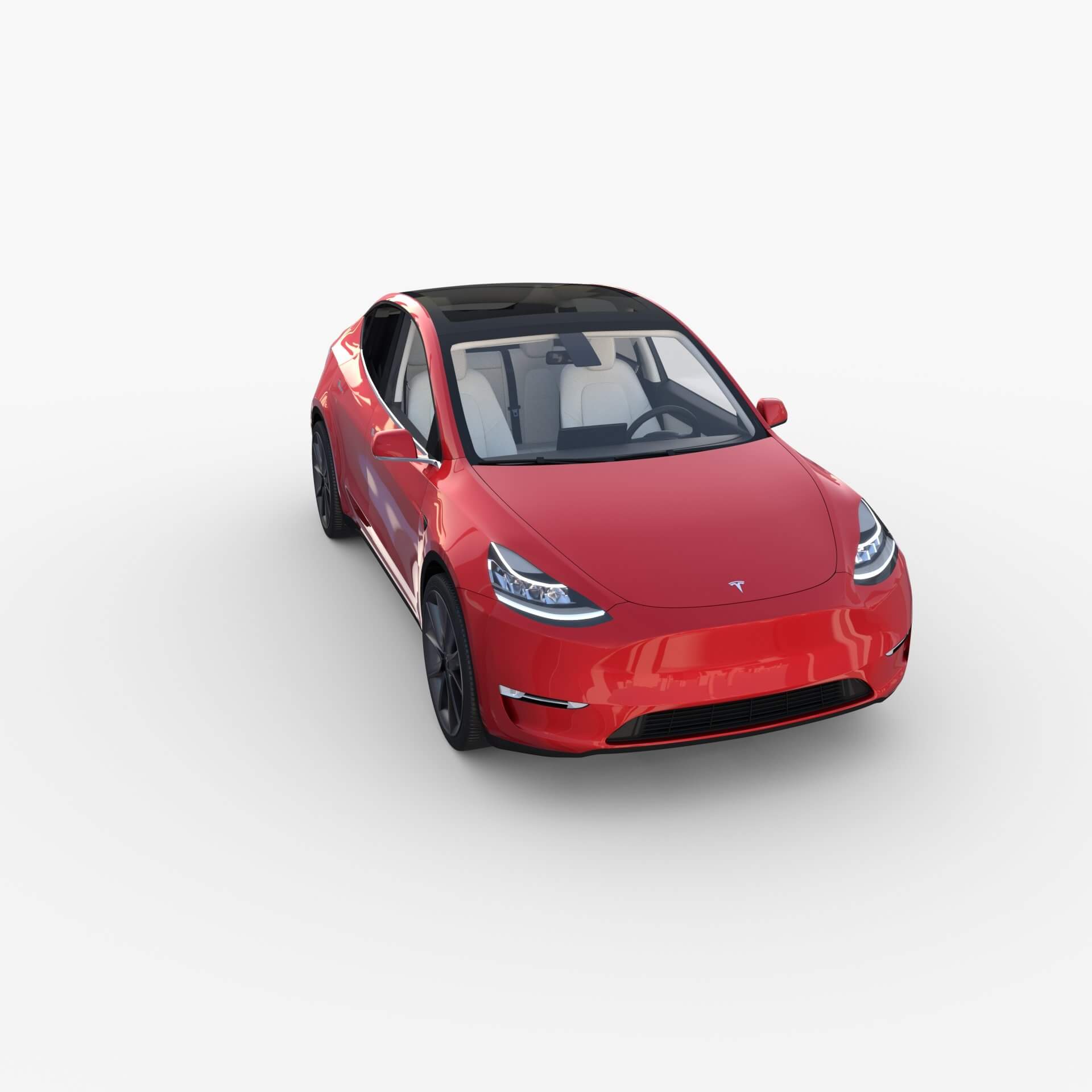 Tesla Model Y AWD Red with Interior and Chassis by dragosburian