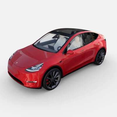 Tesla Model Y AWD Red with Interior and Chassis by dragosburian
