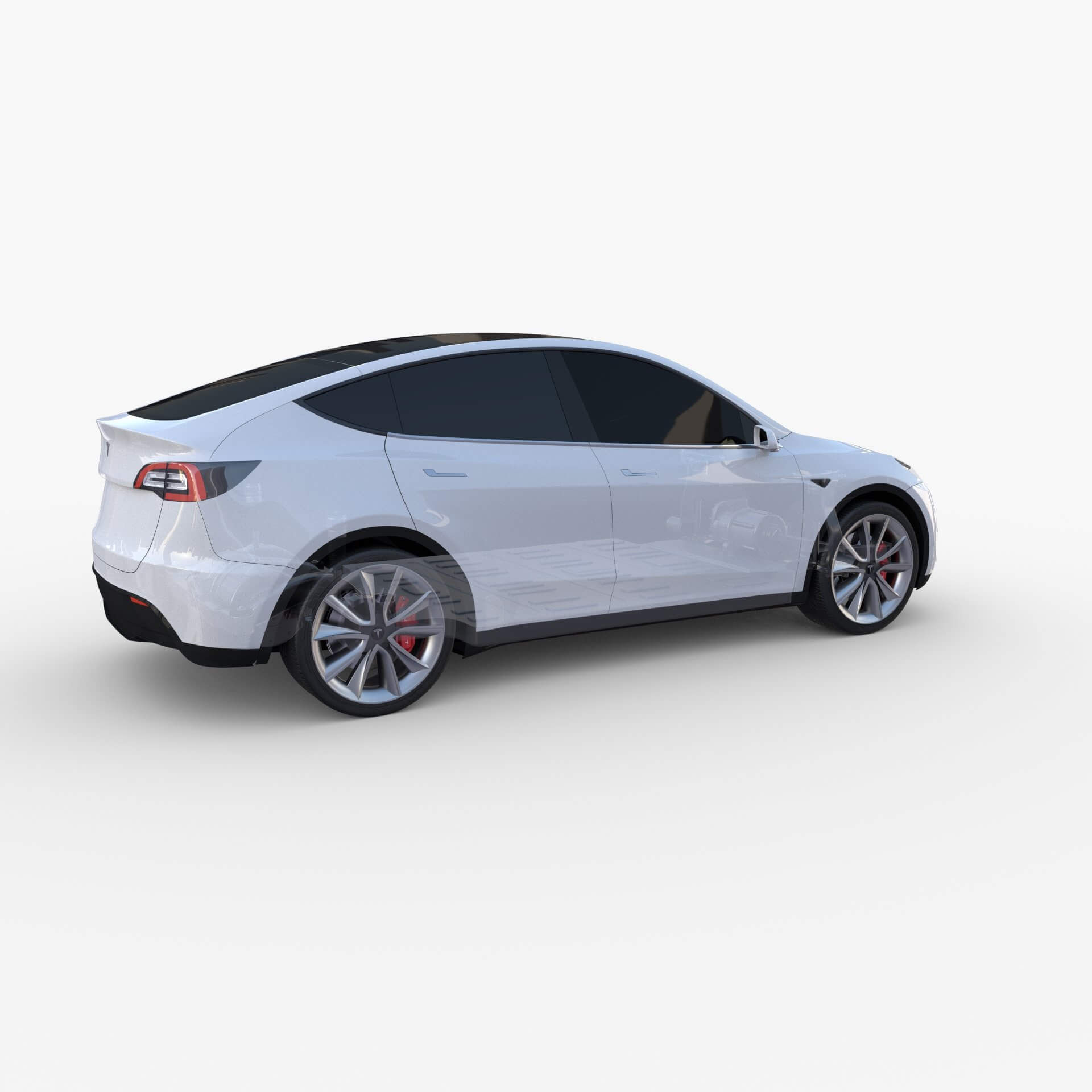 Tesla Model Y AWD White with Chassis by dragosburian