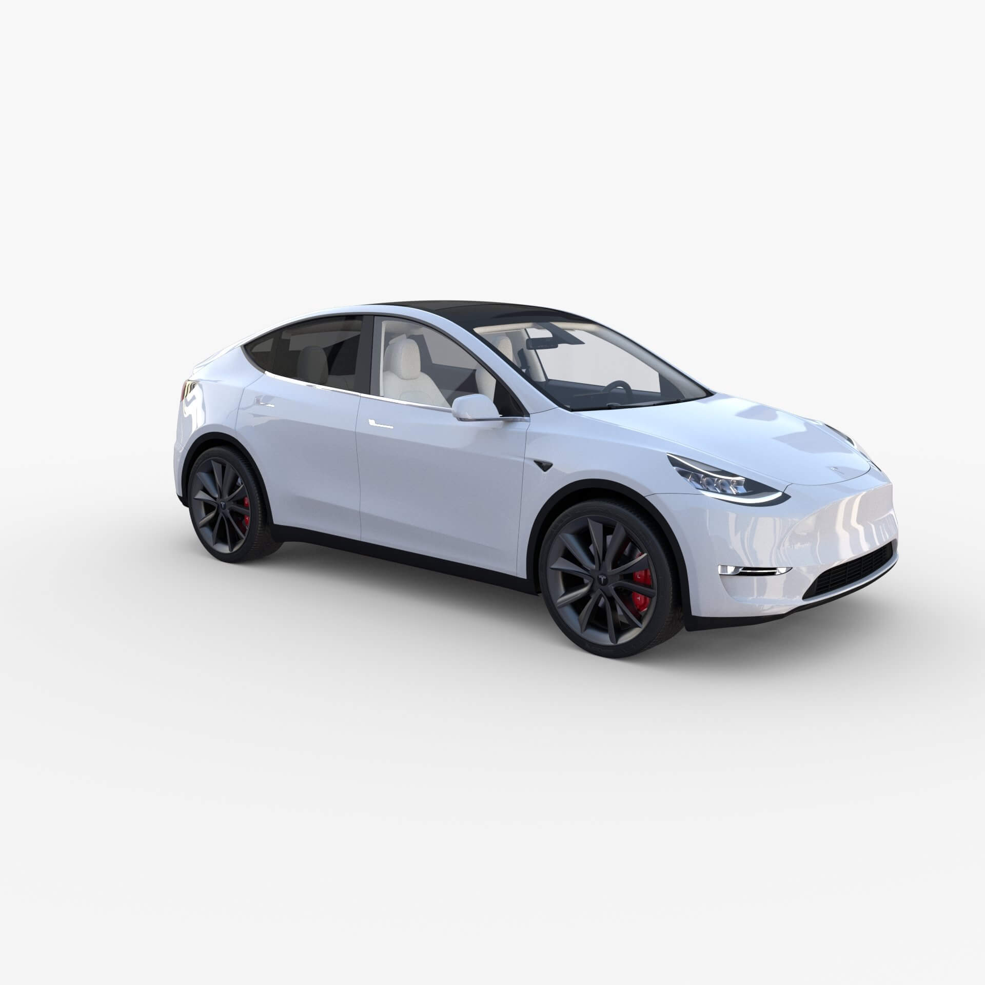 Tesla Model Y AWD White with Interior and Chassis by dragosburian