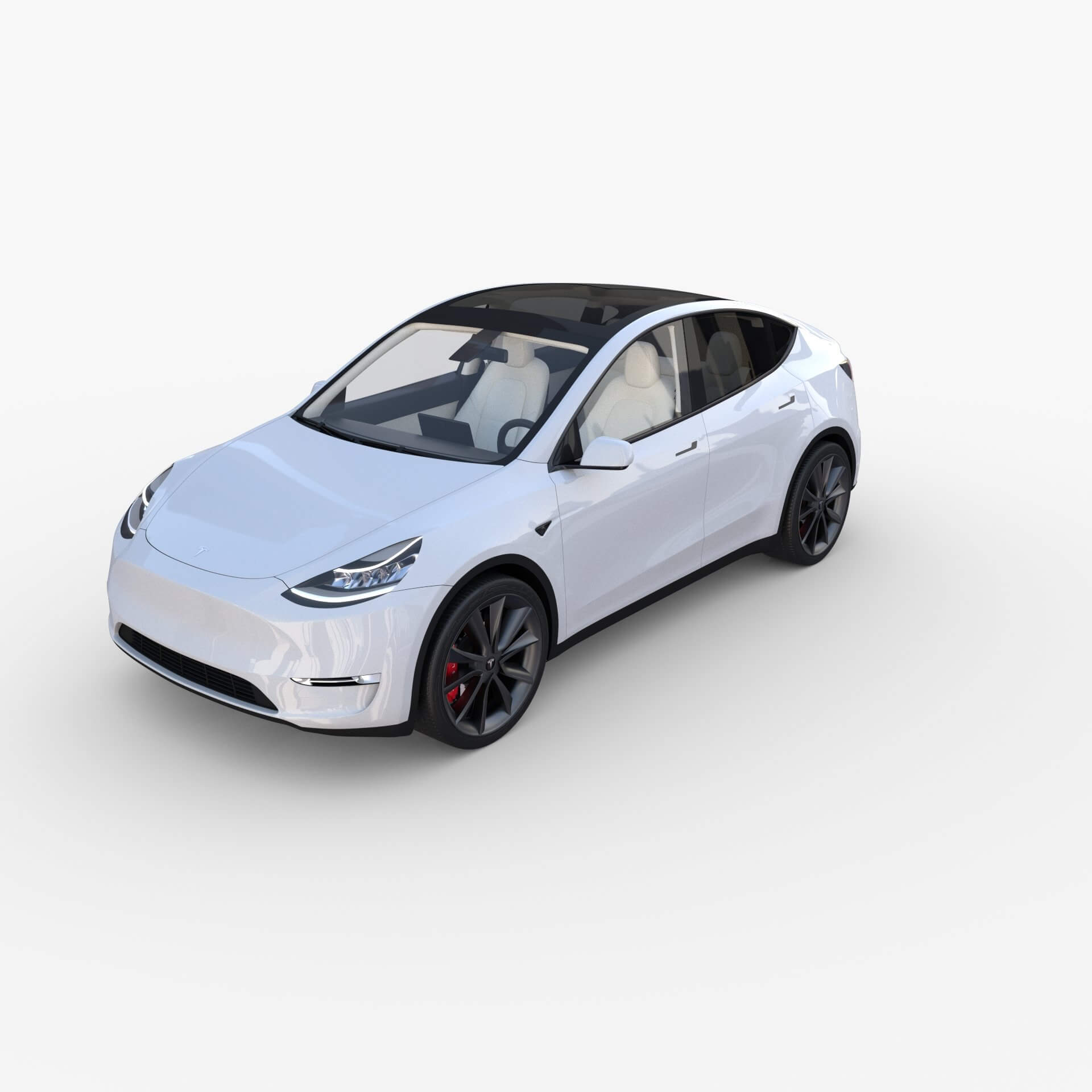 Tesla Model Y AWD White with Interior and Chassis by dragosburian