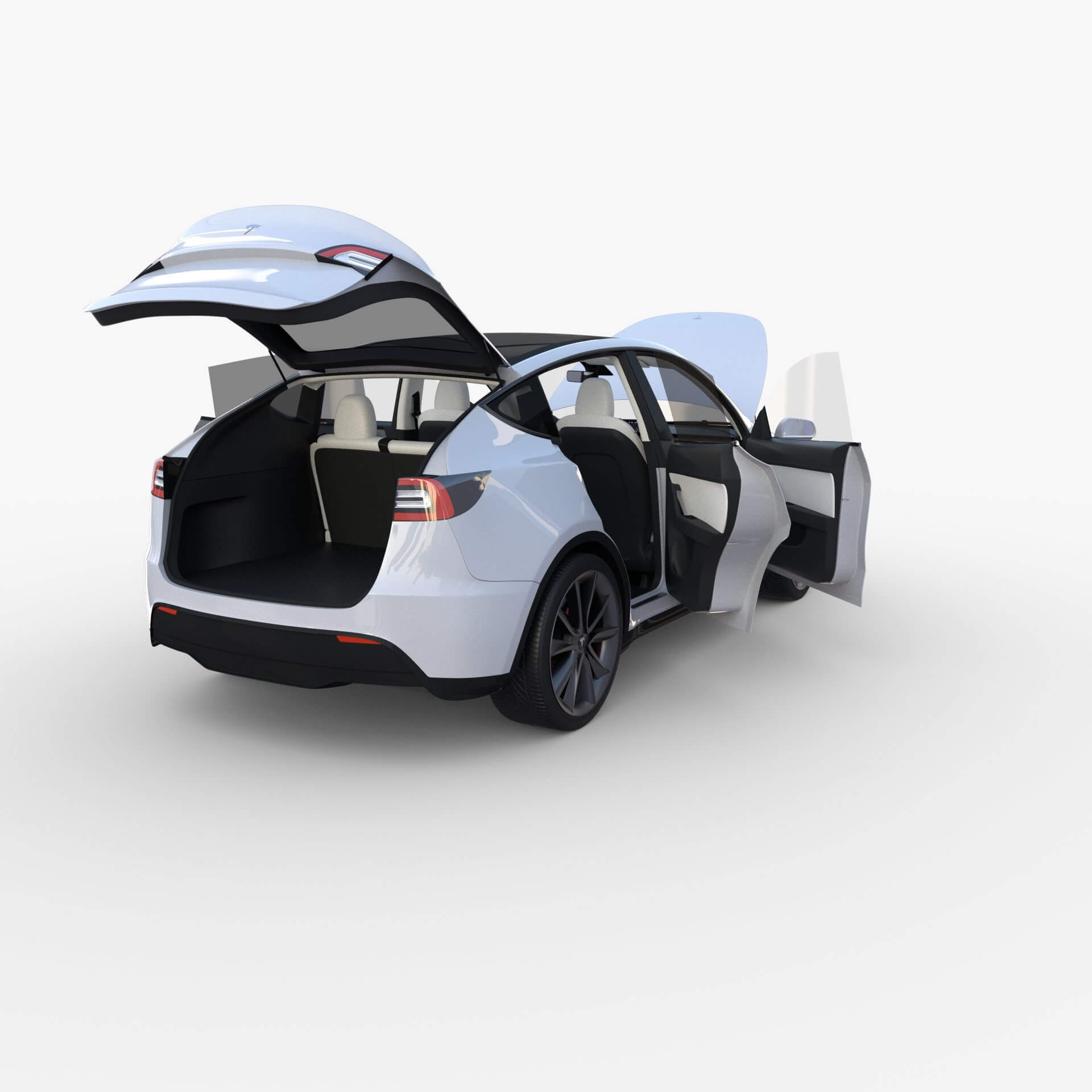 Tesla Model Y AWD White with Interior and Chassis by dragosburian