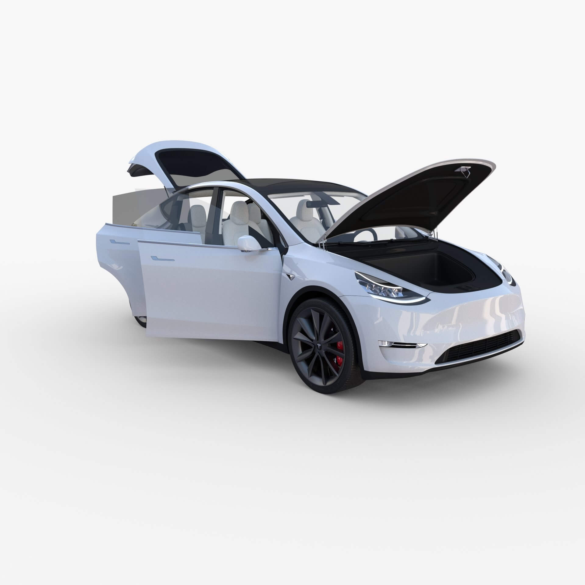 Tesla Model Y AWD White with Interior and Chassis by dragosburian