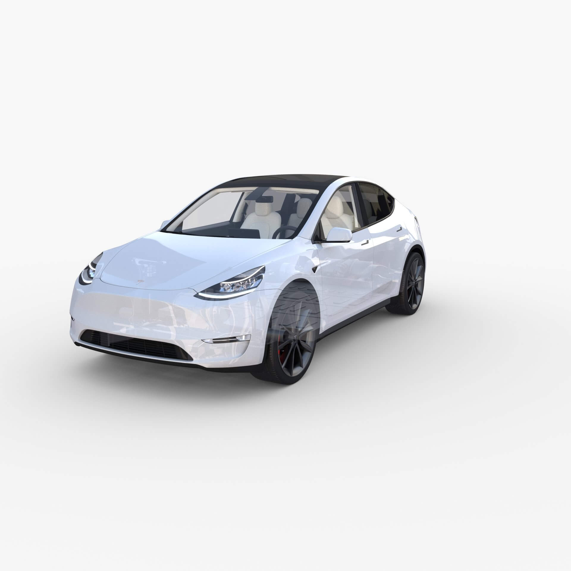 Tesla Model Y AWD White with Interior and Chassis by dragosburian