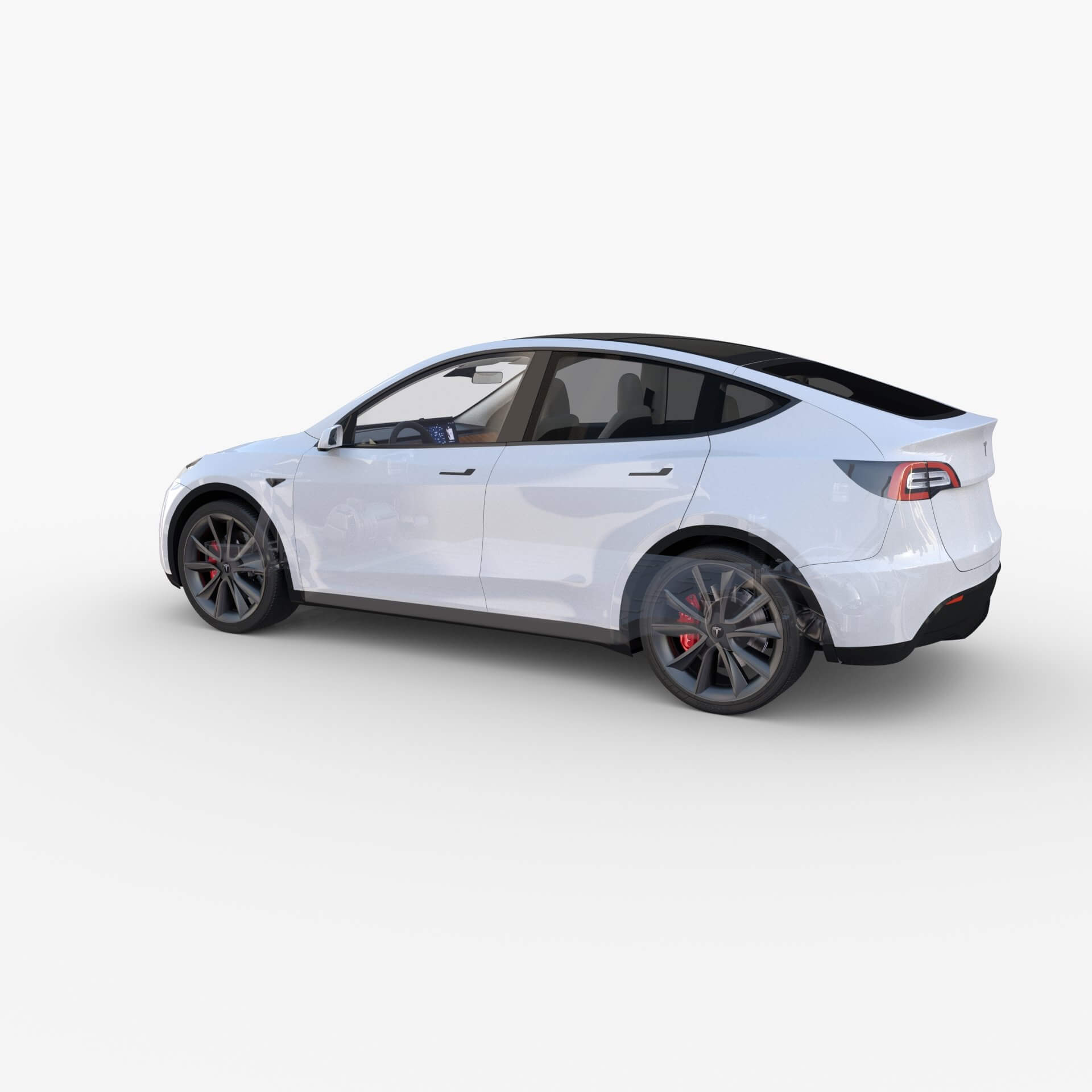 Tesla Model Y AWD White with Interior and Chassis by dragosburian