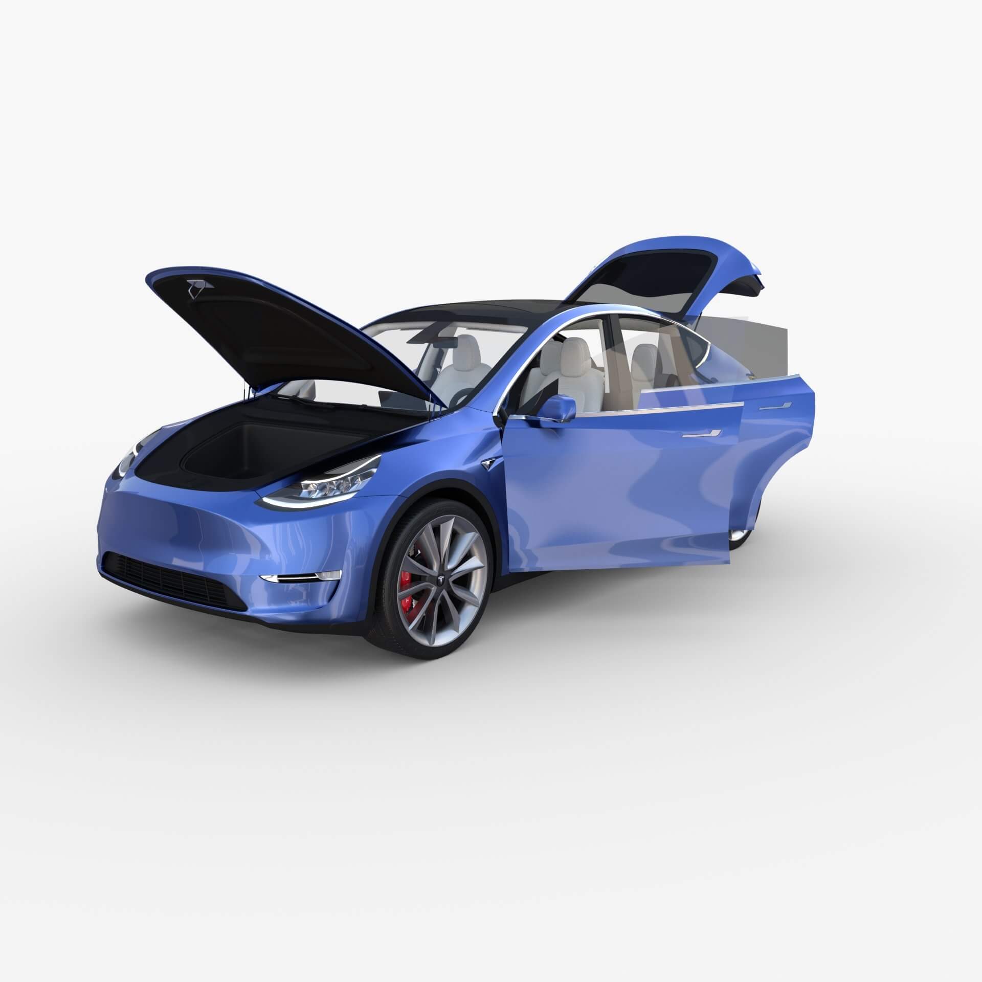 Tesla Model Y Blue with Interior by dragosburian