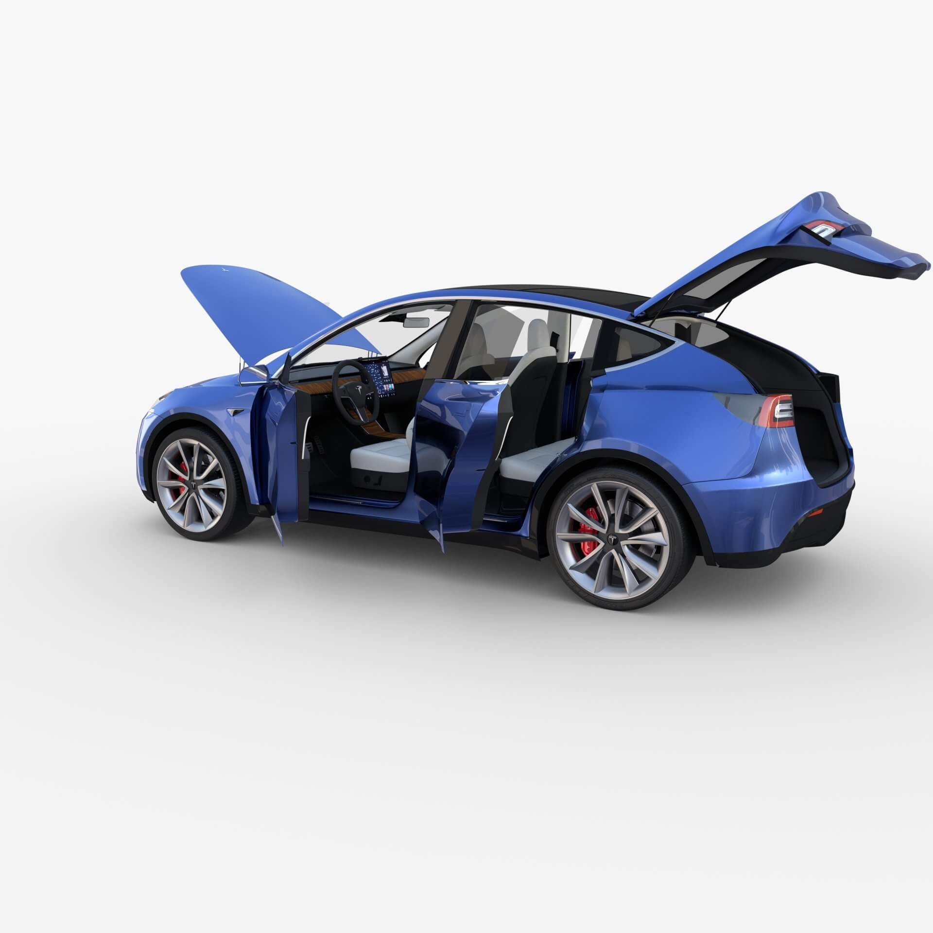 Tesla Model Y Blue with Interior by dragosburian