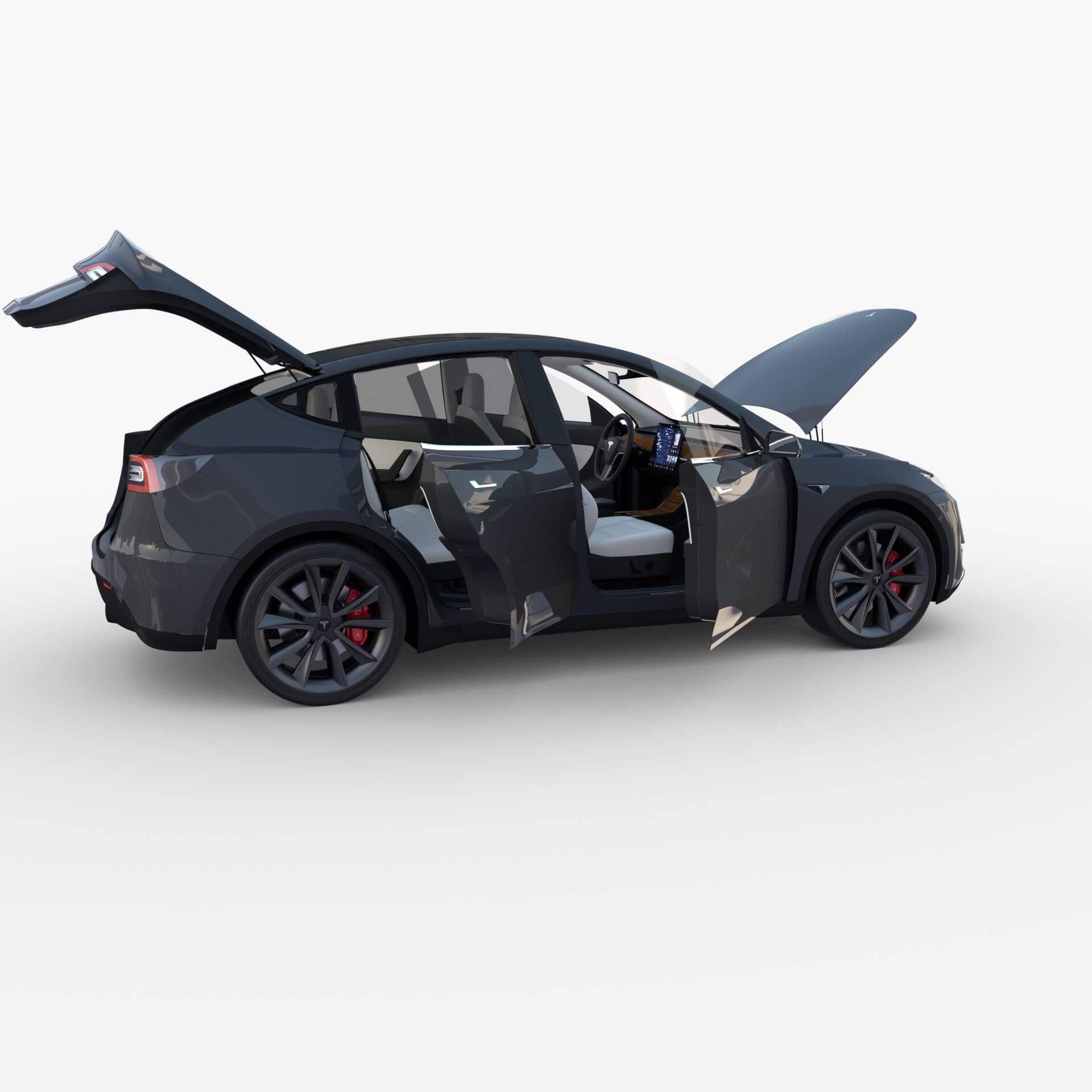 Tesla Model Y Midnight Silver with Interior by dragosburian