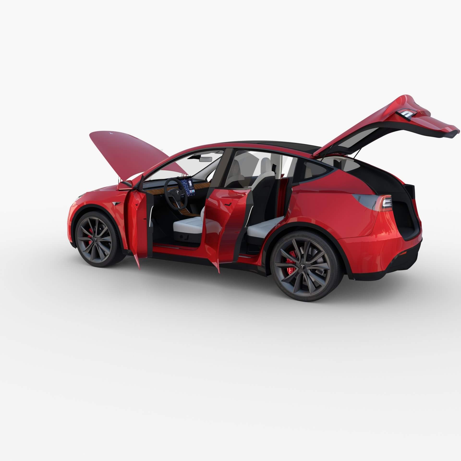 Tesla Model Y Red with Interior by dragosburian