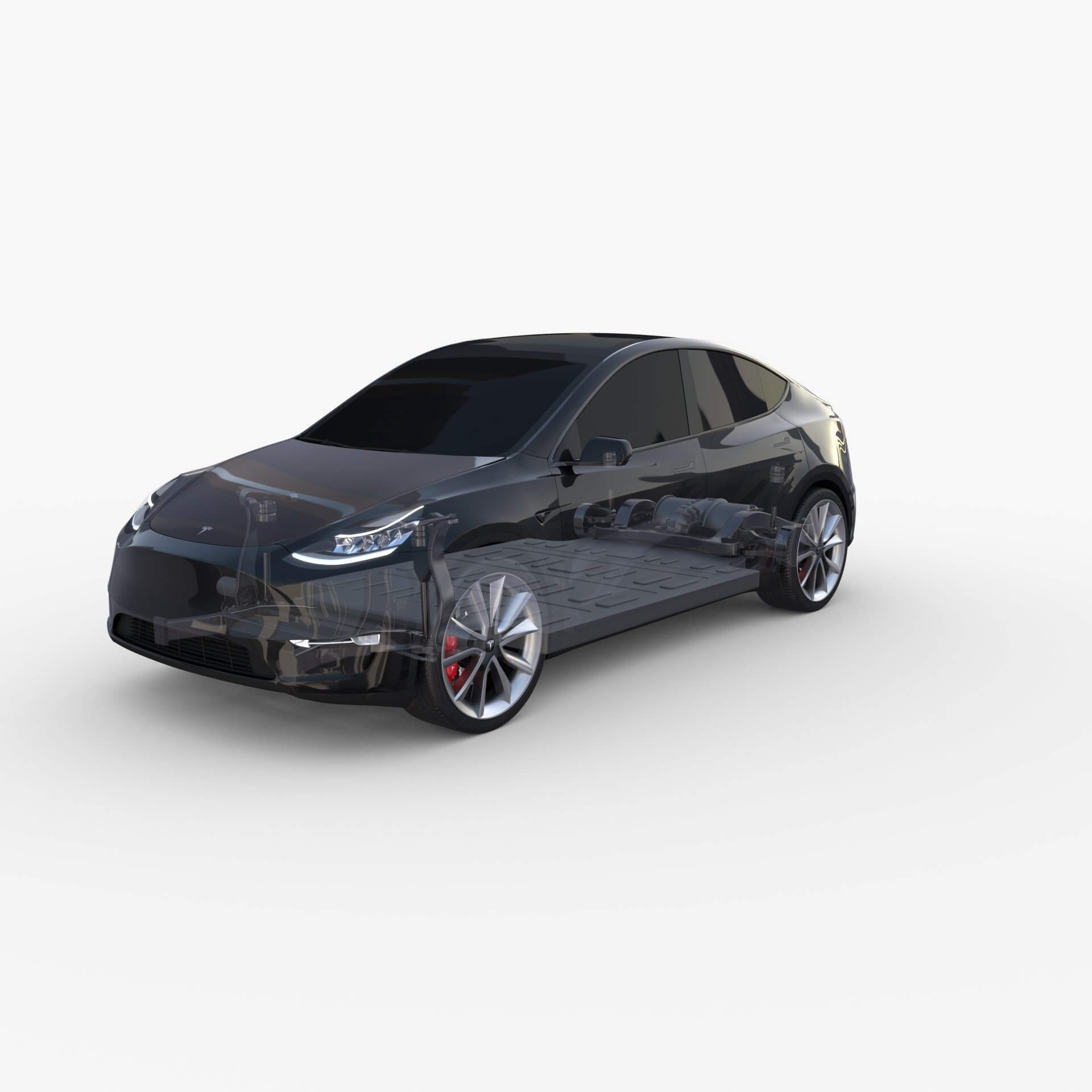 Tesla Model Y RWD Black with Chassis by dragosburian