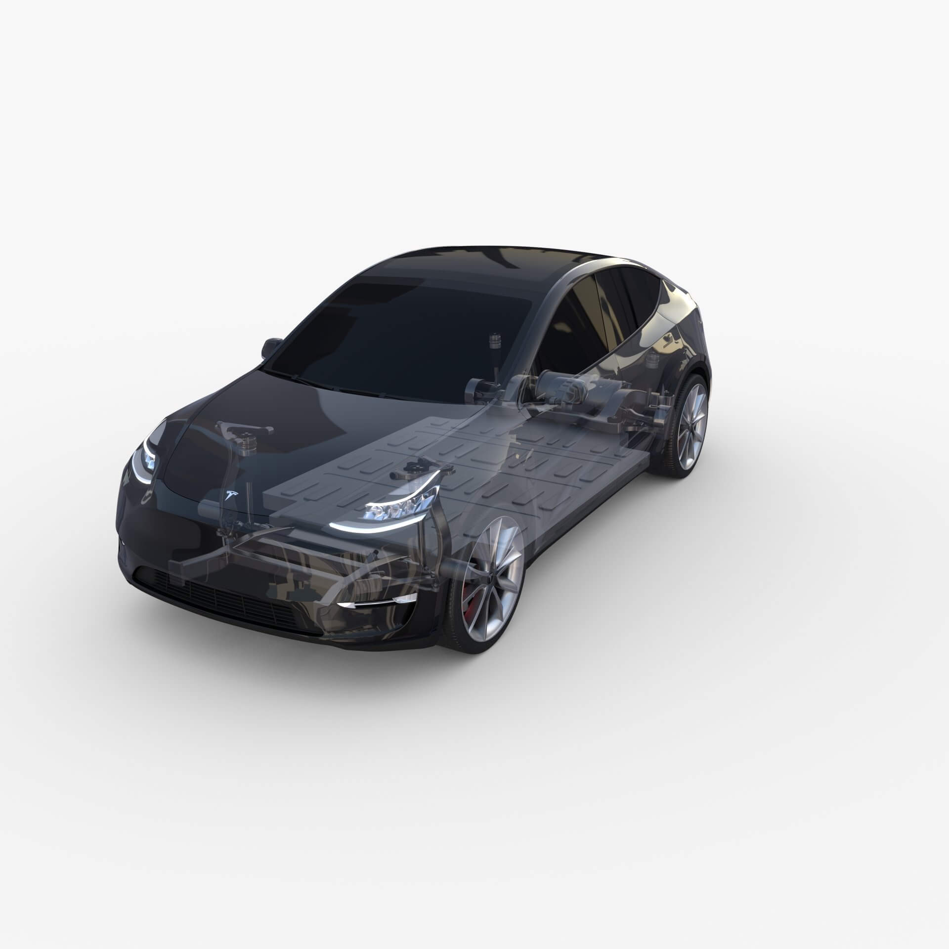 Tesla Model Y RWD Black with Chassis by dragosburian