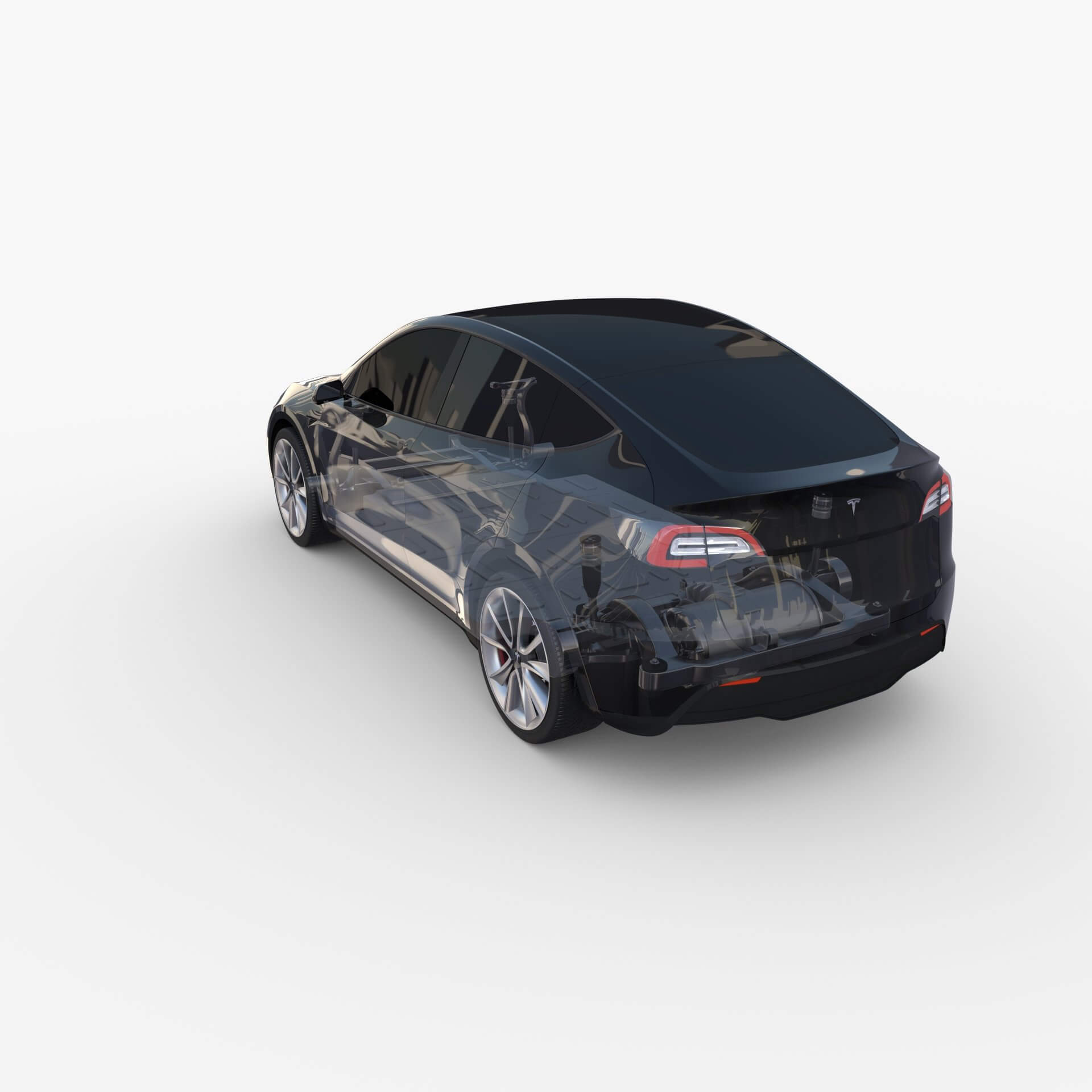 Tesla Model Y RWD Black with Chassis by dragosburian