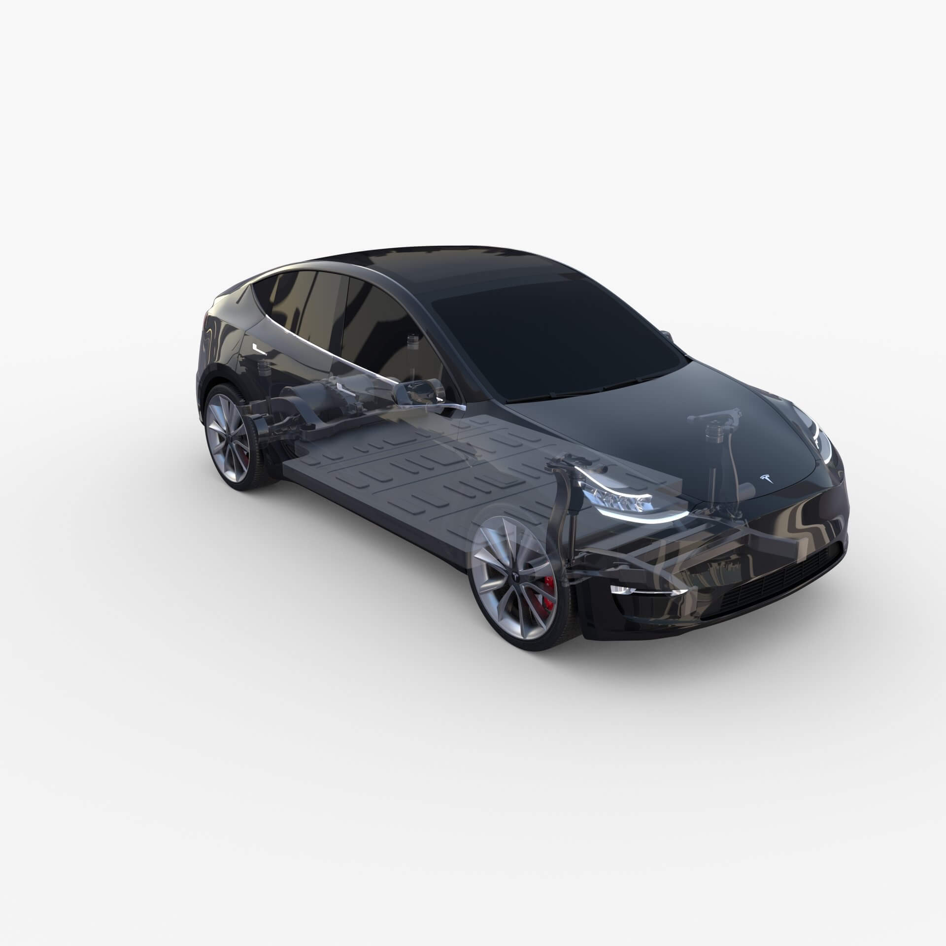 Tesla Model Y RWD Black with Chassis by dragosburian