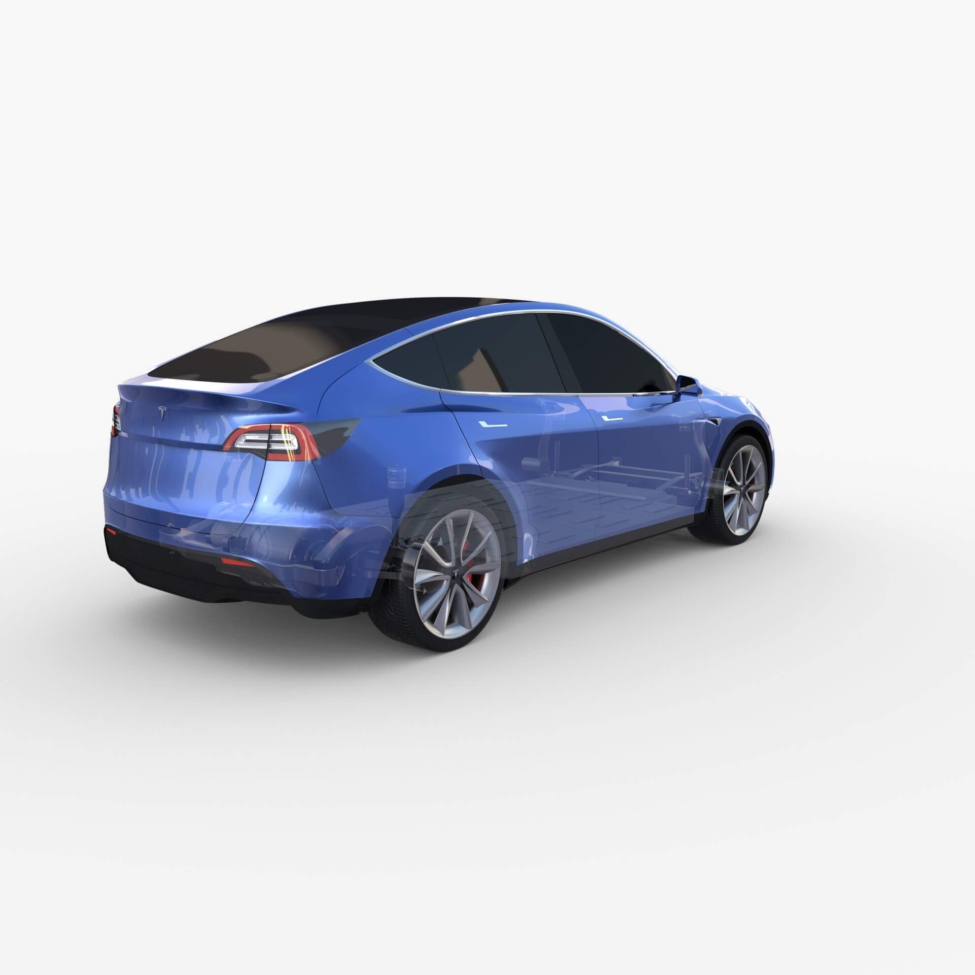 Tesla Model Y RWD Blue with Chassis by dragosburian