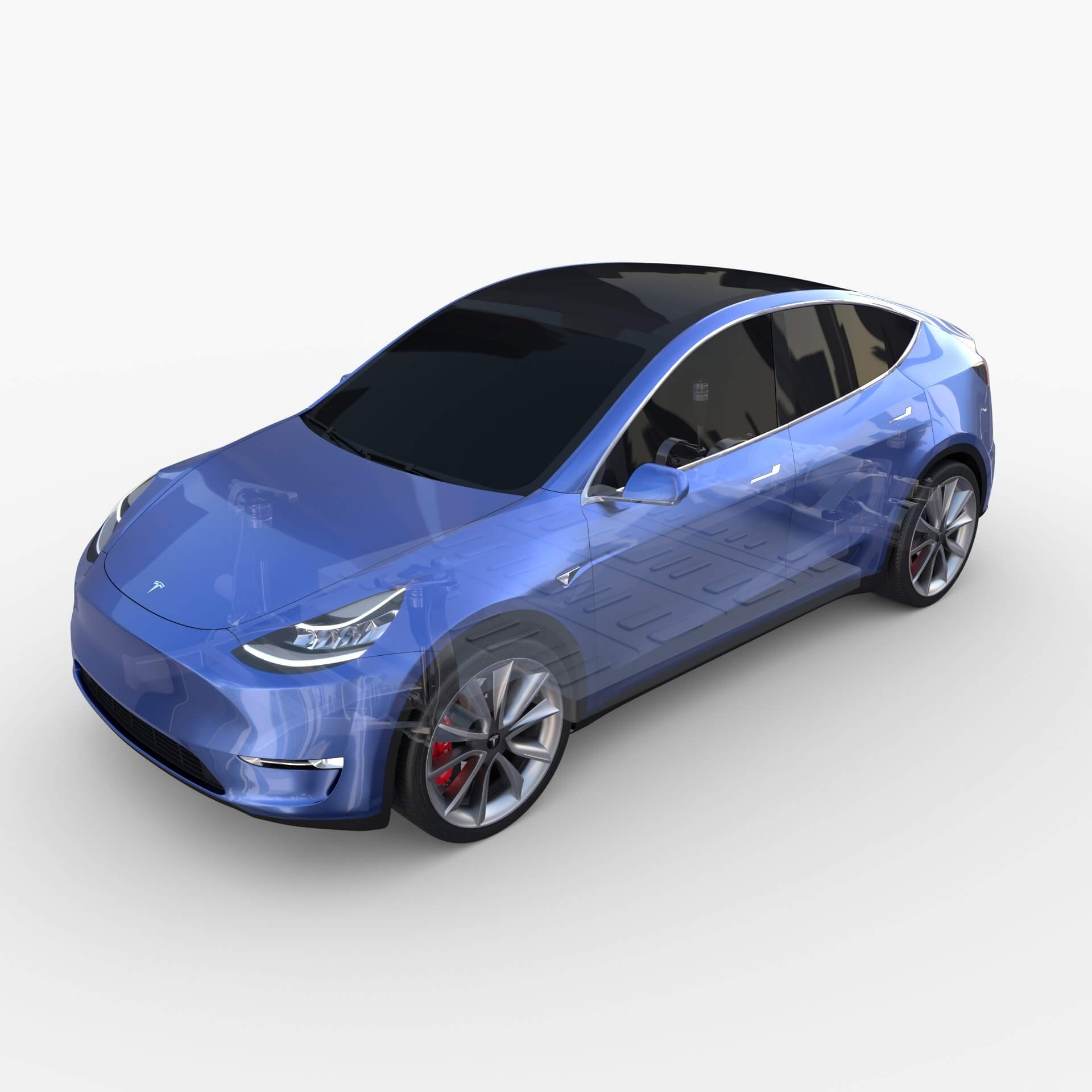 Tesla Model Y RWD Blue with Chassis by dragosburian