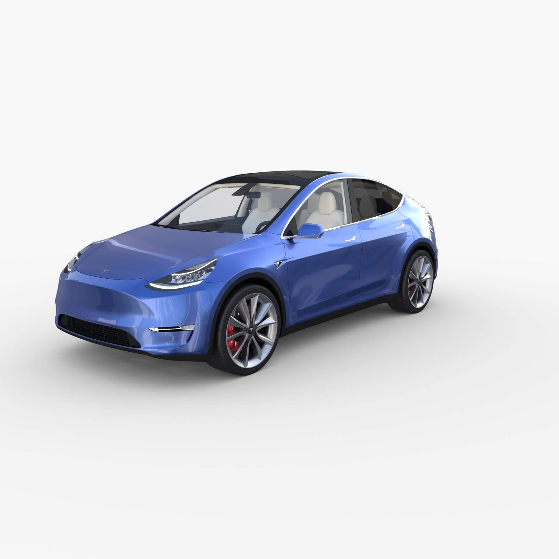 Tesla Model Y RWD Blue with Interior and Chassis by dragosburian