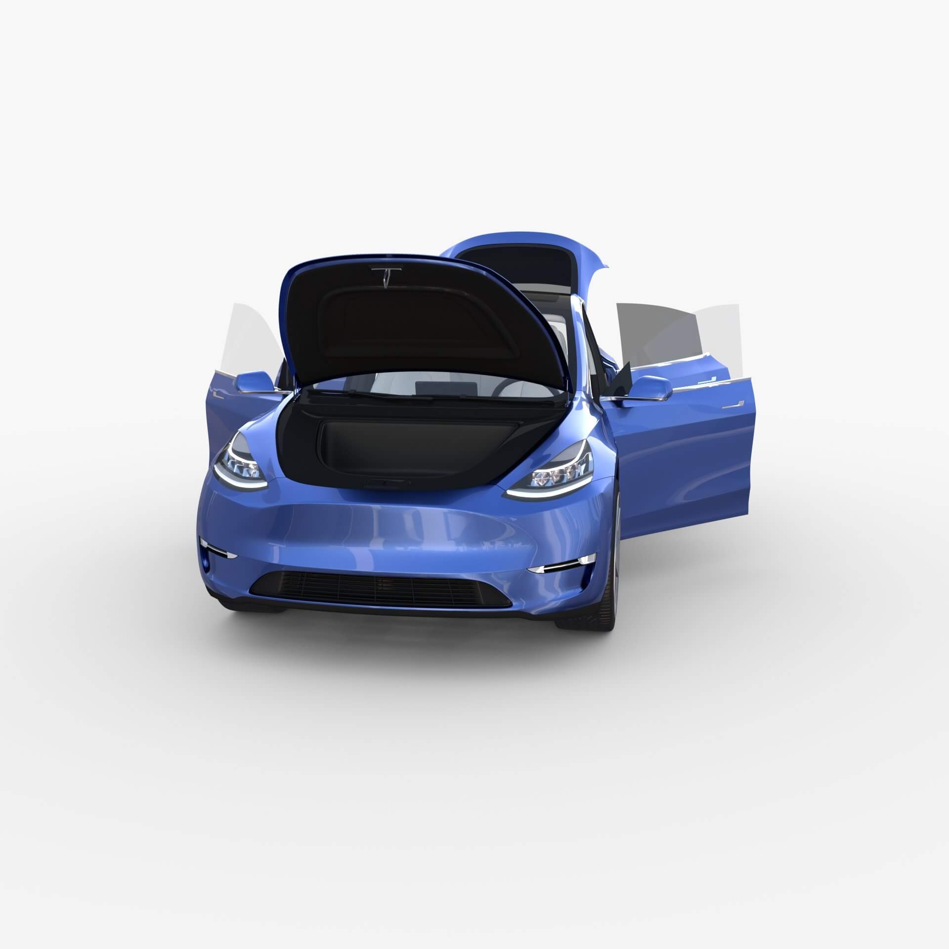 Tesla Model Y RWD Blue with Interior and Chassis by dragosburian