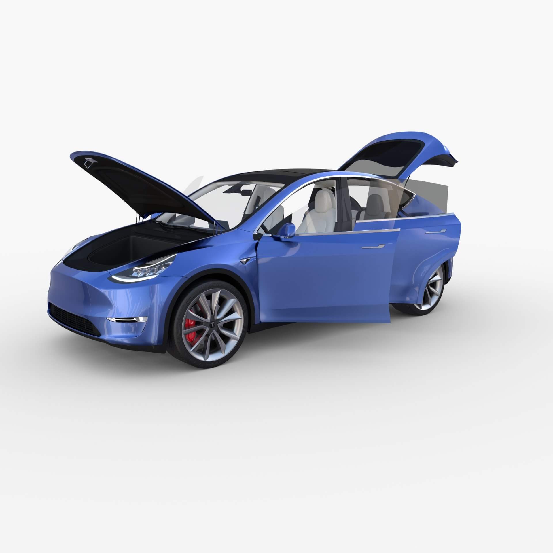Tesla Model Y RWD Blue with Interior and Chassis by dragosburian