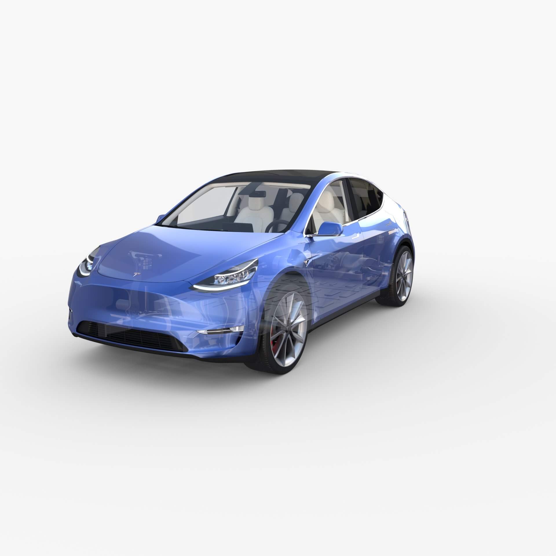 Tesla Model Y RWD Blue with Interior and Chassis by dragosburian