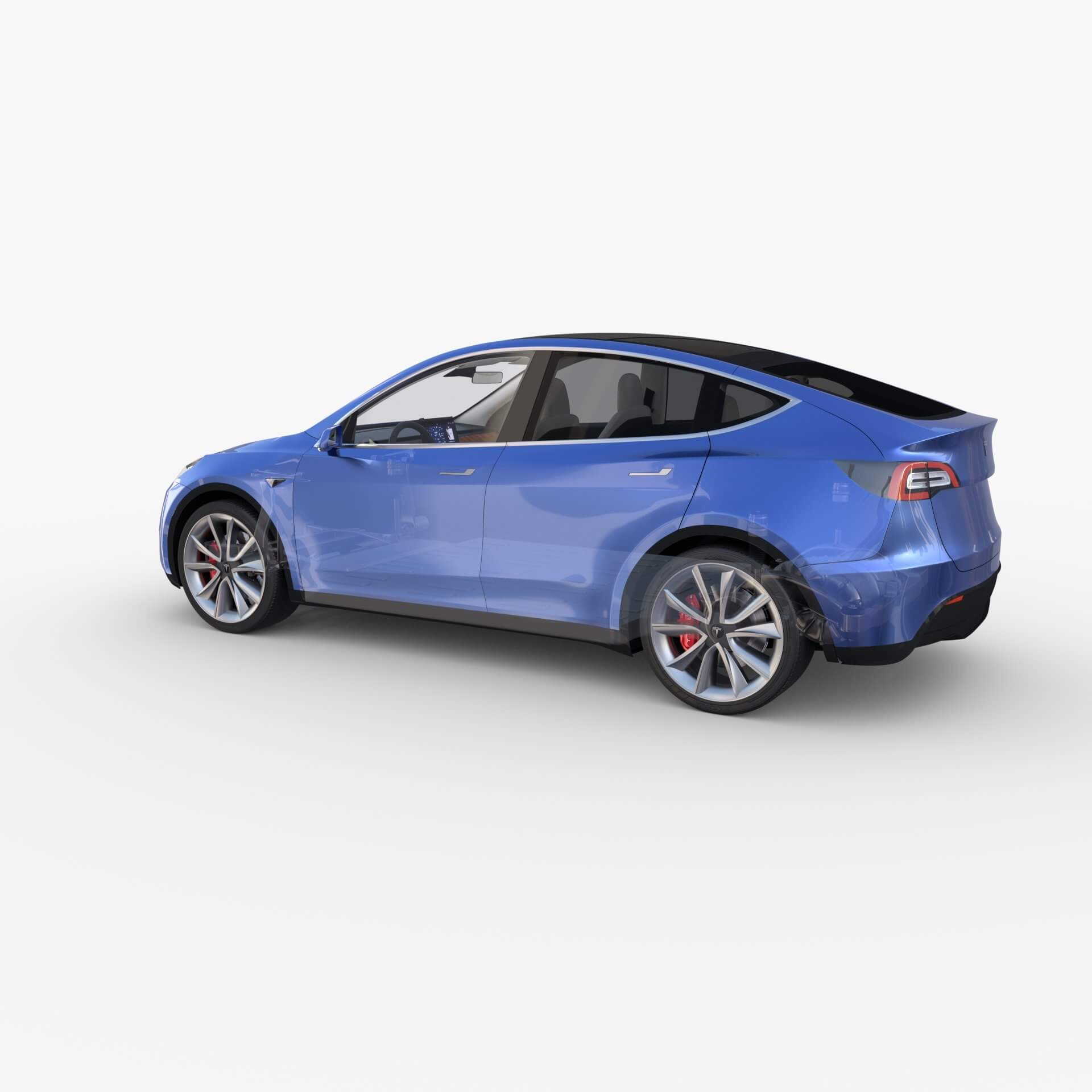 Tesla Model Y RWD Blue with Interior and Chassis by dragosburian