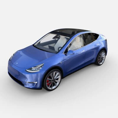 Tesla Model Y RWD Blue with Interior and Chassis by dragosburian