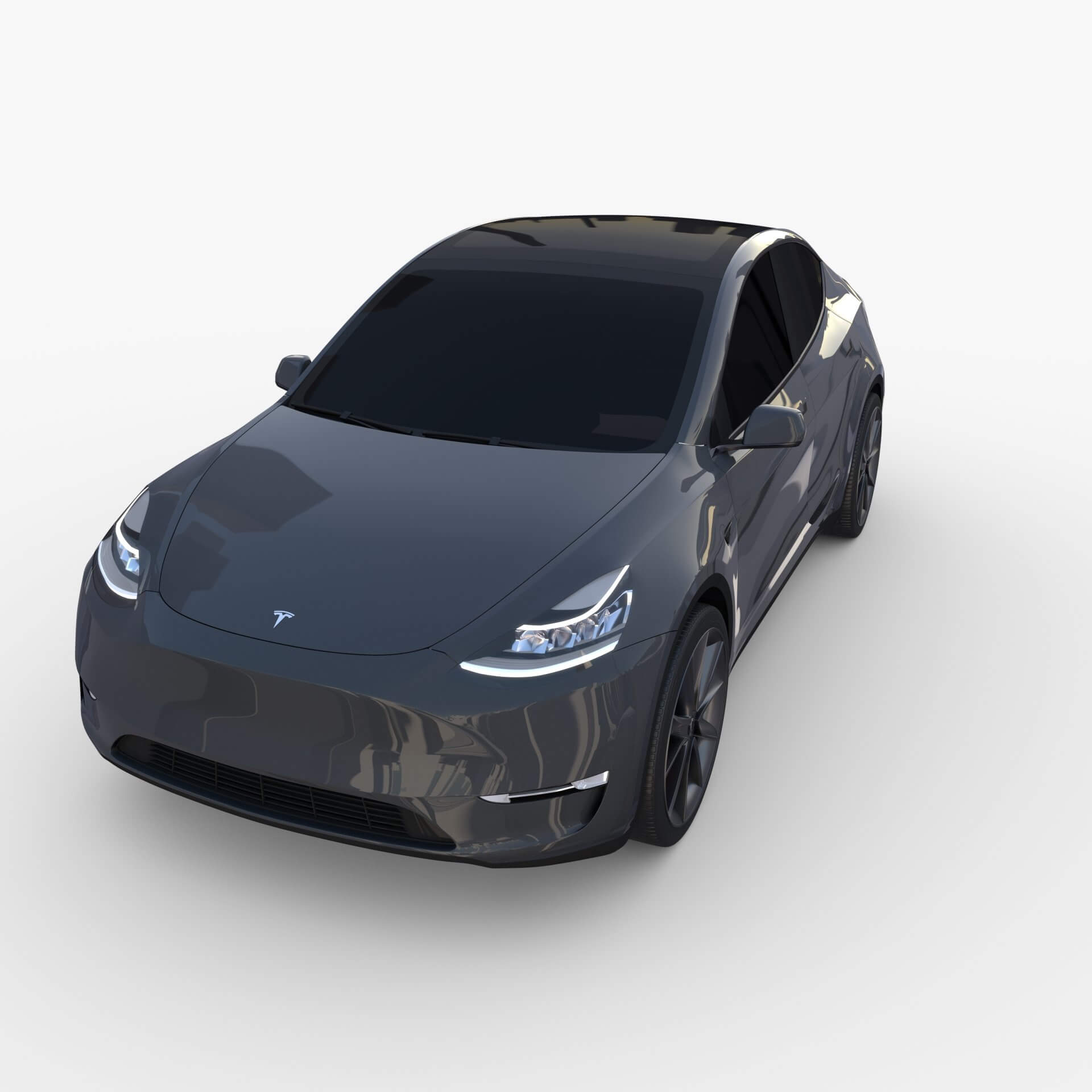 Tesla Model Y RWD Midnight Silver with Chassis by dragosburian
