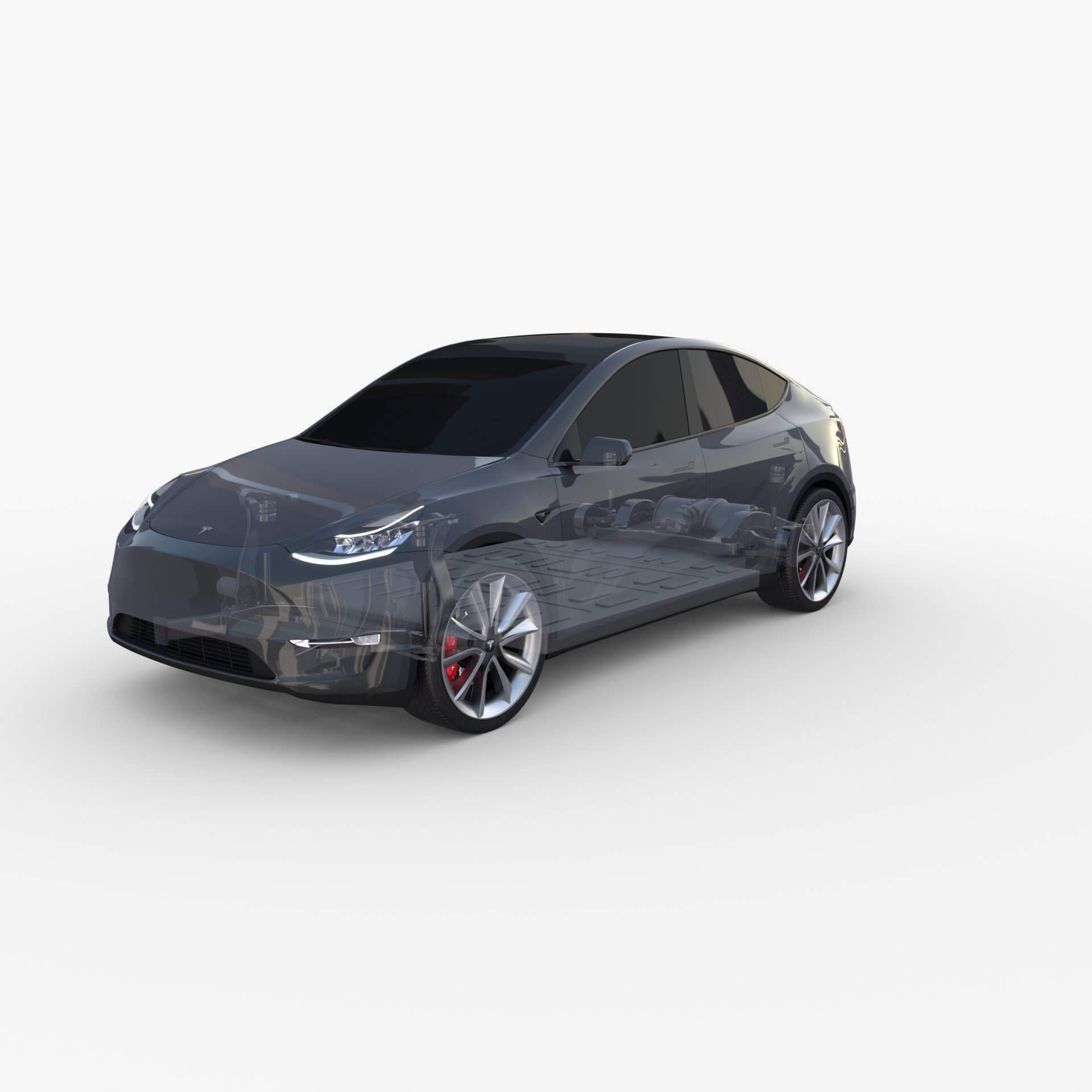 Tesla Model Y RWD Midnight Silver with Chassis by dragosburian