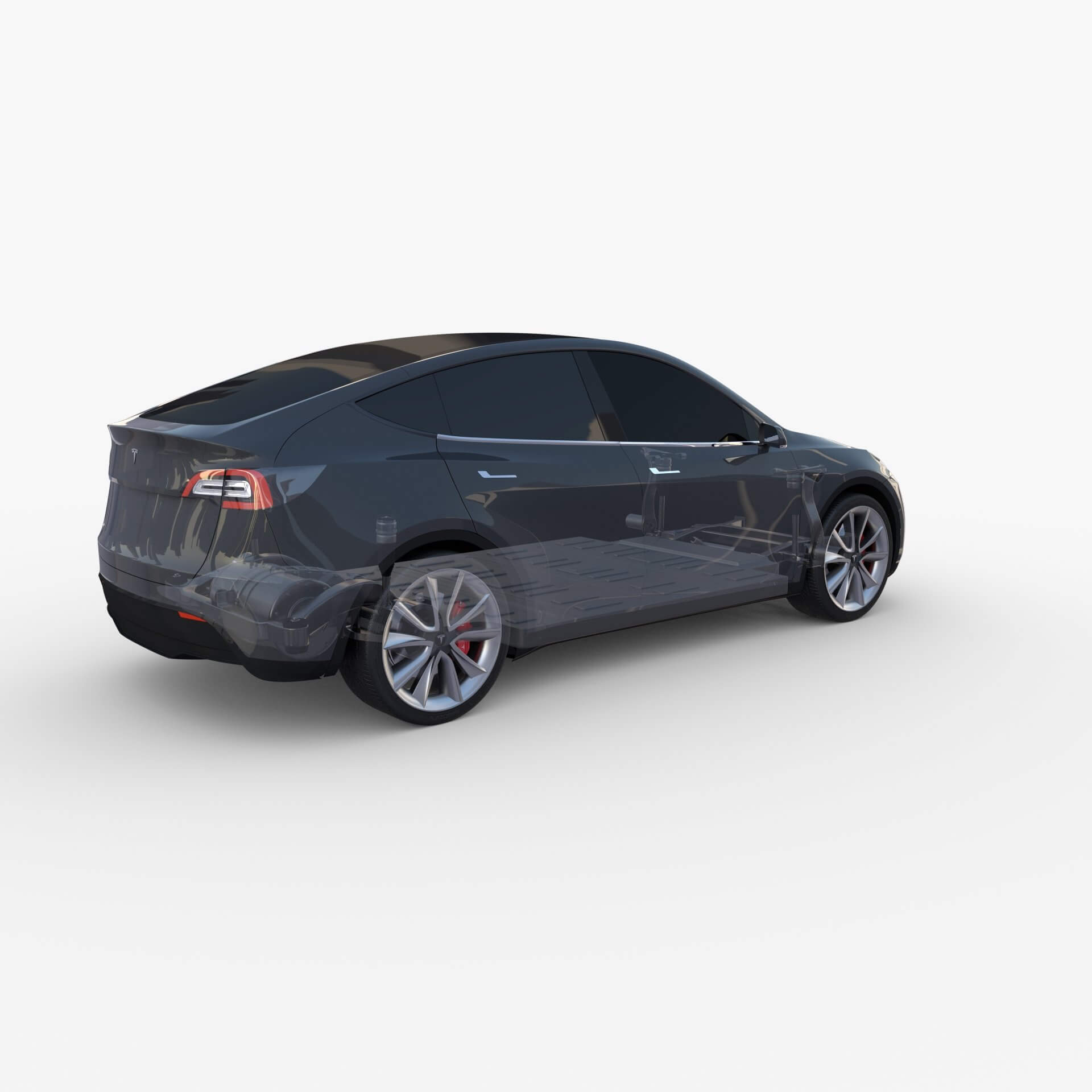 Tesla Model Y RWD Midnight Silver with Chassis by dragosburian