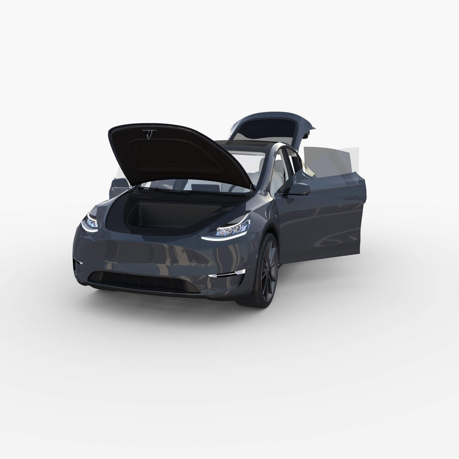 Tesla Model Y RWD Midnight Silver with Interior and Chassis by dragosburian