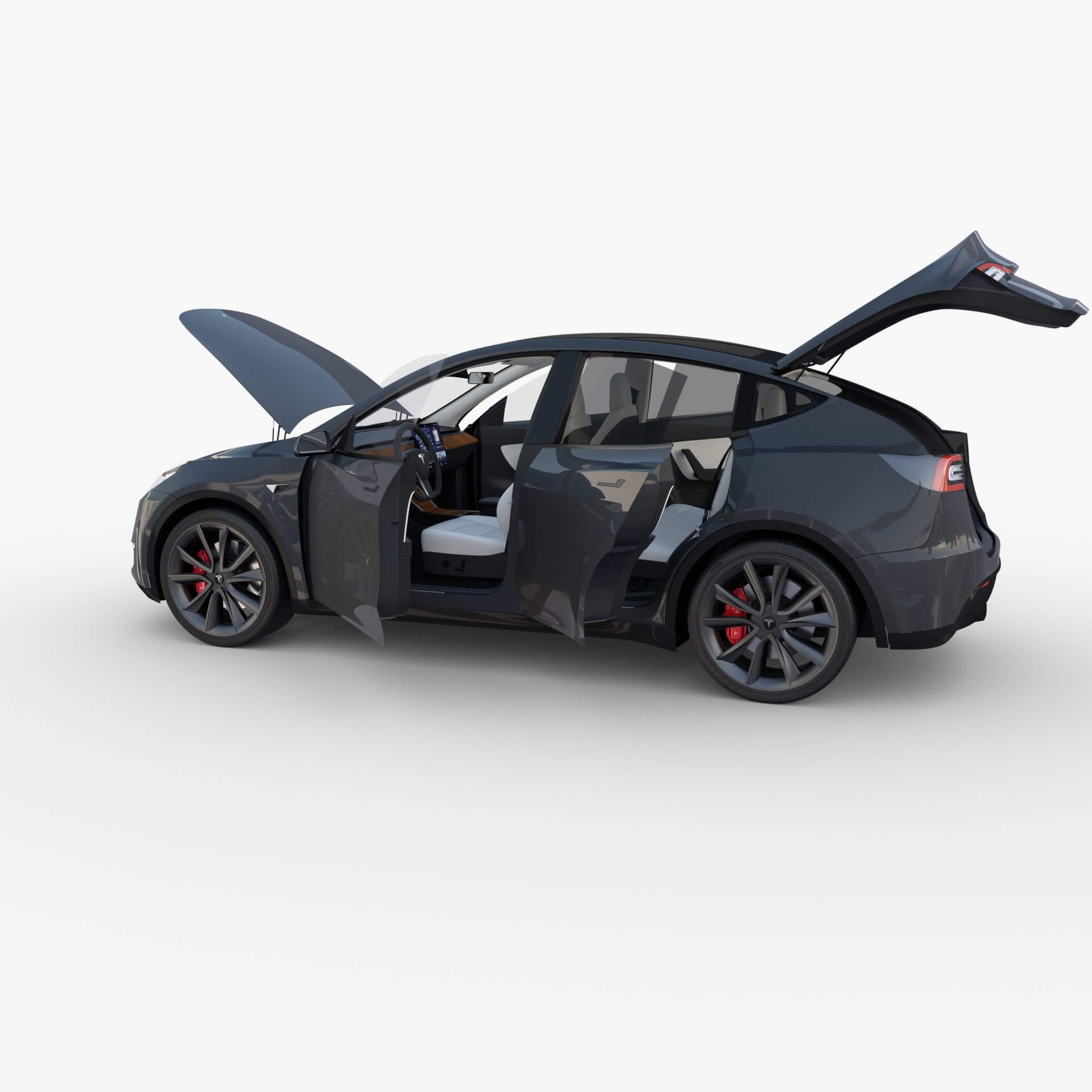 Tesla Model Y RWD Midnight Silver with Interior and Chassis by dragosburian