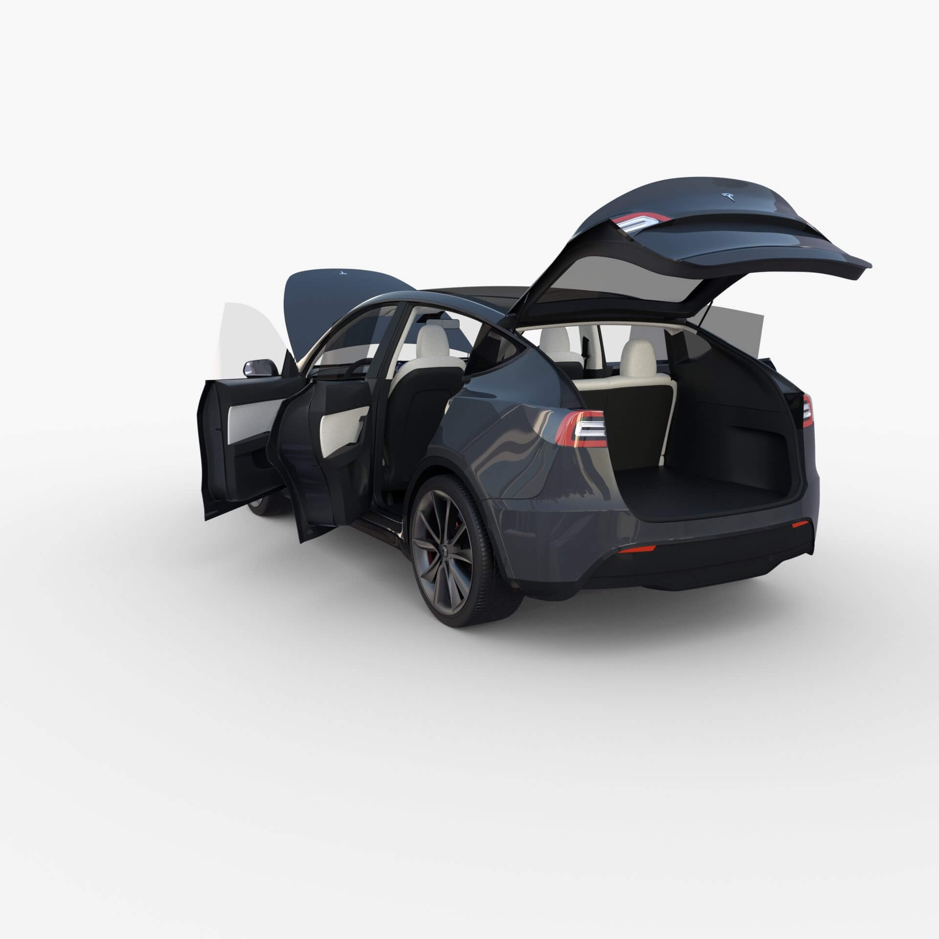 Tesla Model Y RWD Midnight Silver with Interior and Chassis by dragosburian