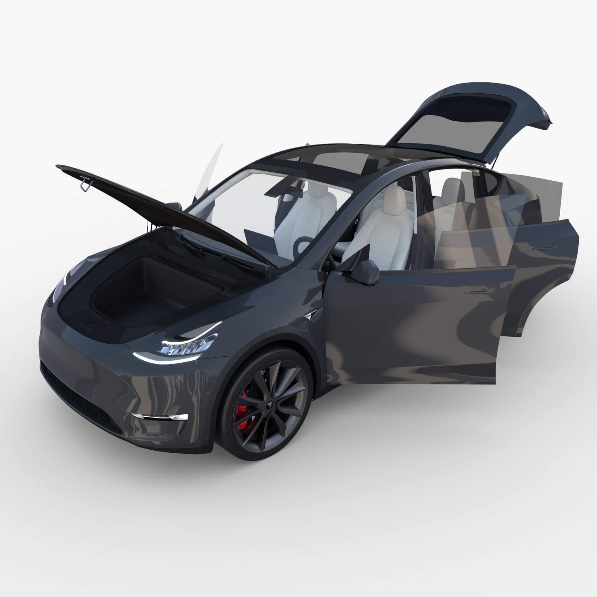 Tesla Model Y RWD Midnight Silver with Interior and Chassis by dragosburian