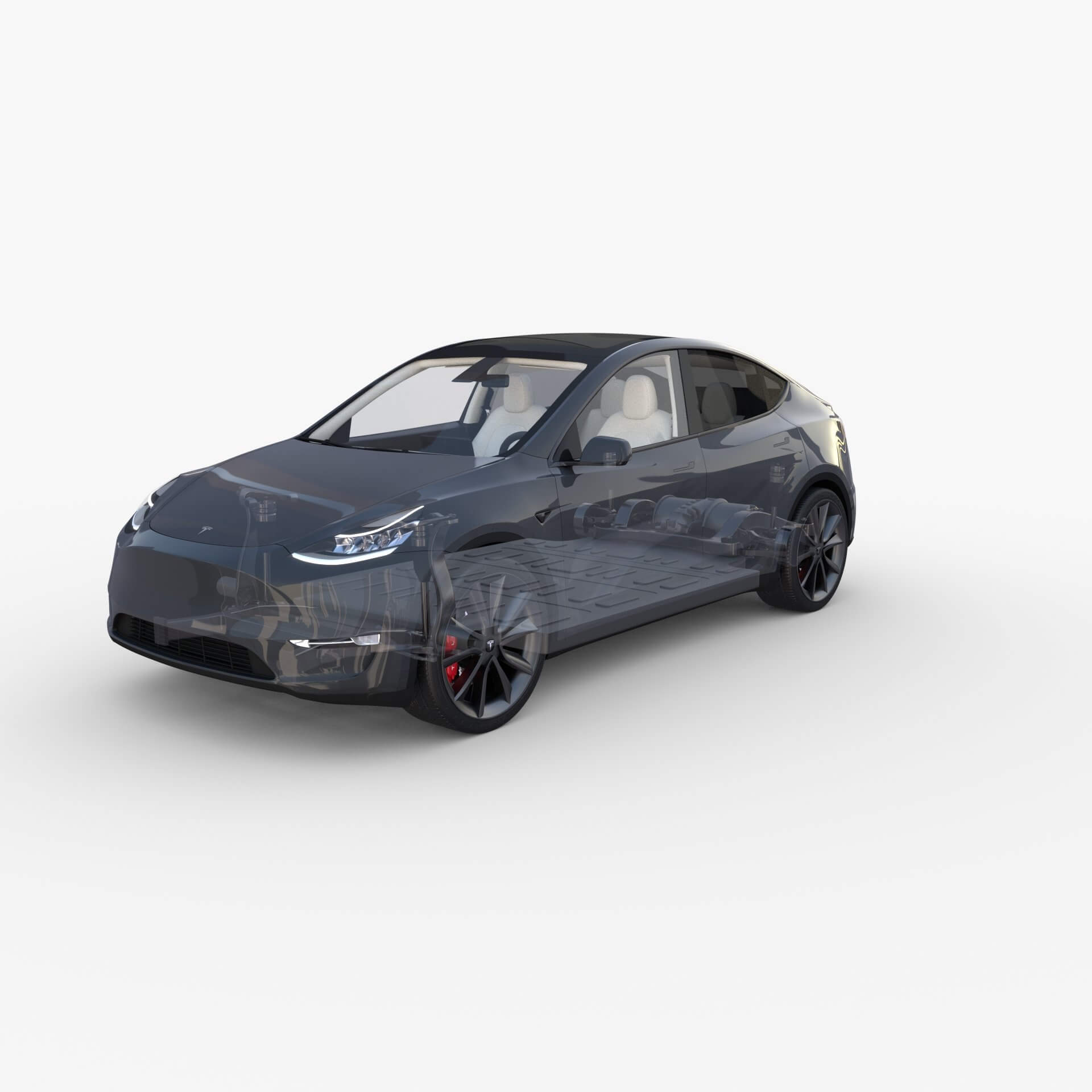 Tesla Model Y RWD Midnight Silver with Interior and Chassis by dragosburian