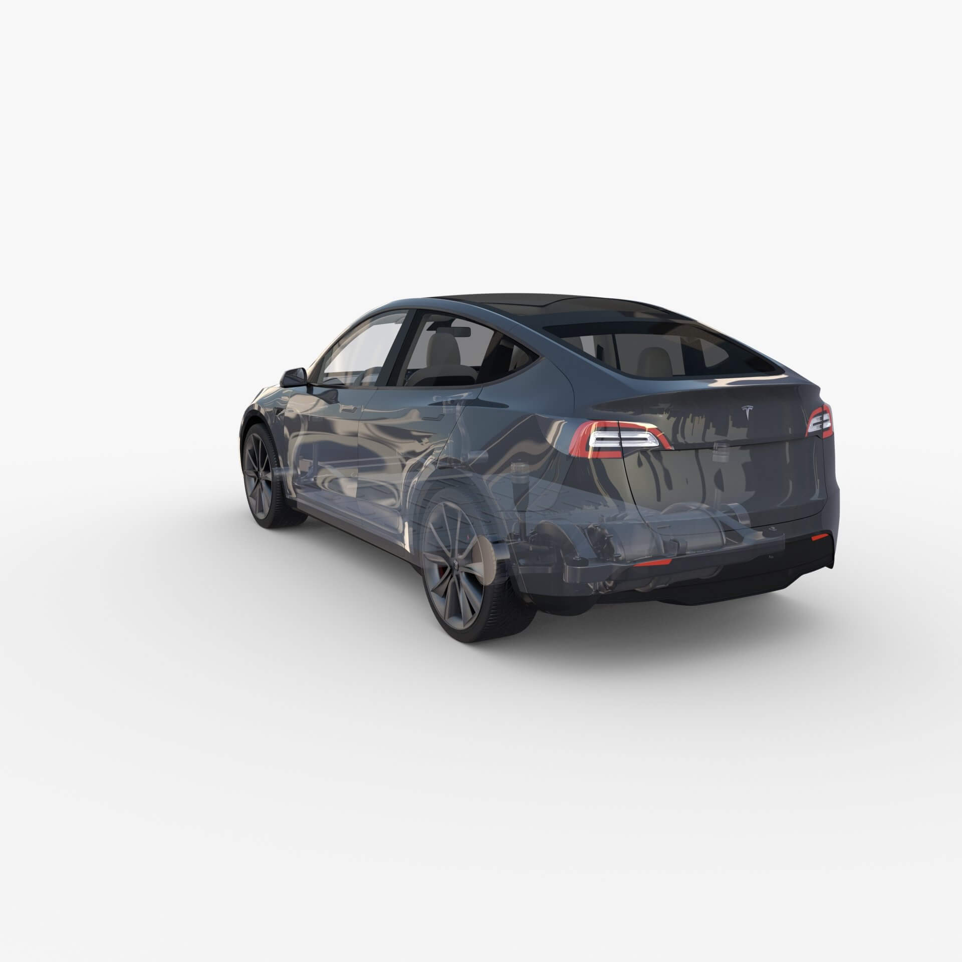 Tesla Model Y RWD Midnight Silver with Interior and Chassis by dragosburian