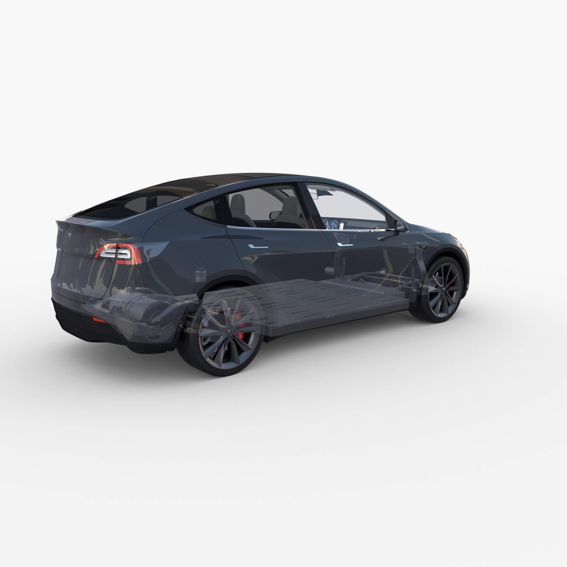 Tesla Model Y RWD Midnight Silver with Interior and Chassis by dragosburian