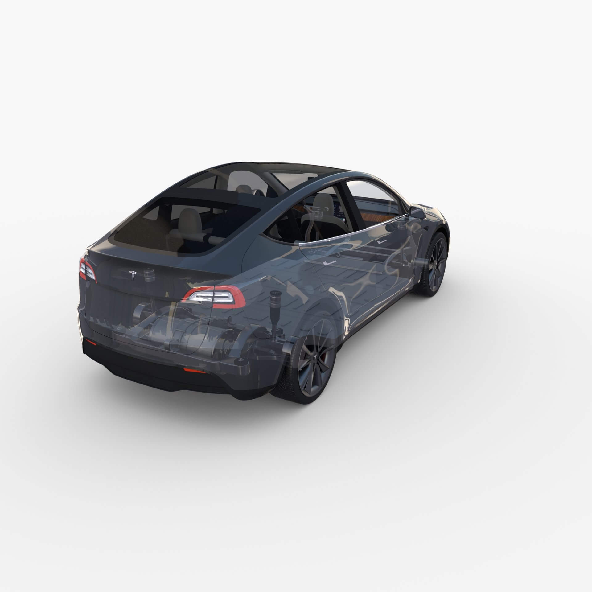 Tesla Model Y RWD Midnight Silver with Interior and Chassis by dragosburian