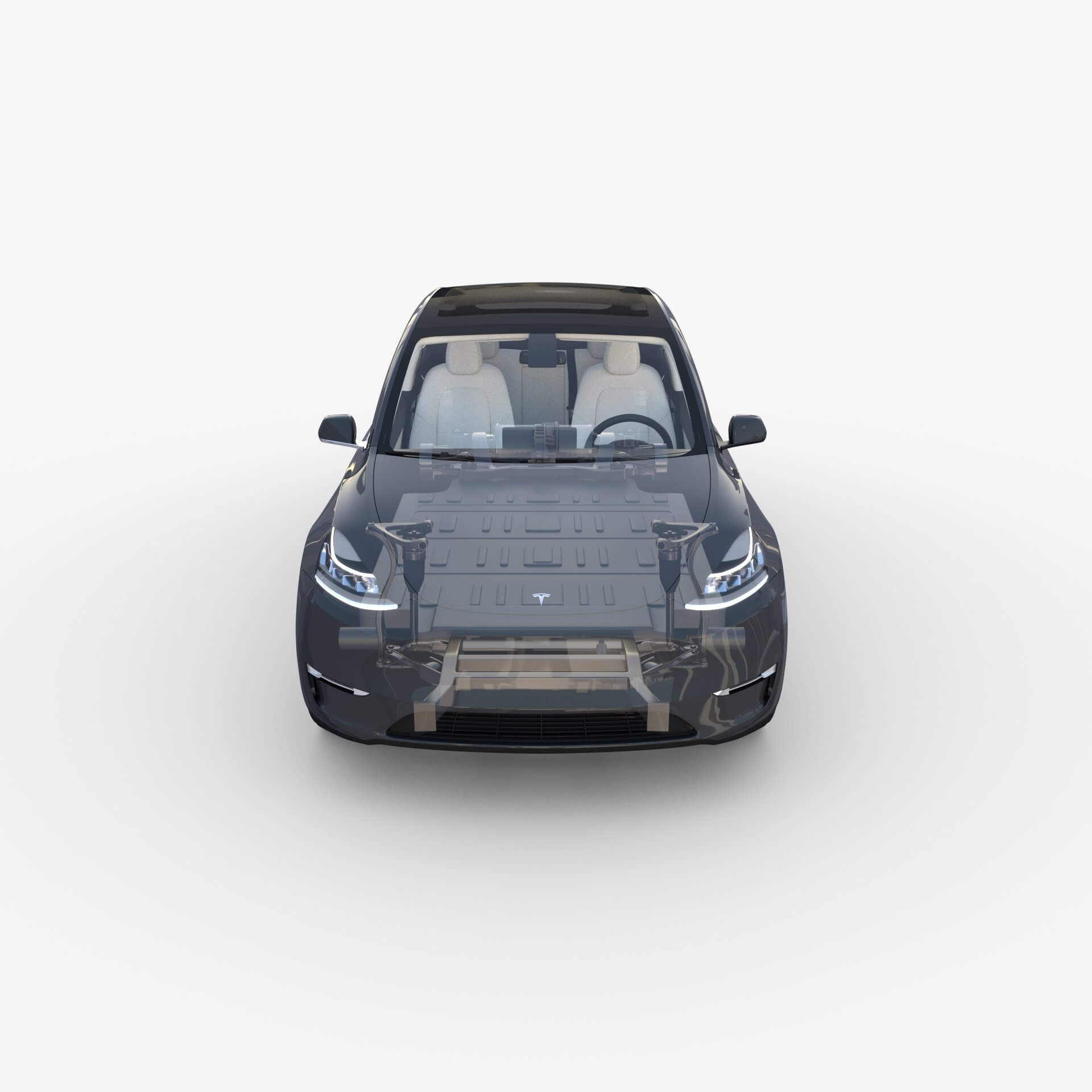 Tesla Model Y RWD Midnight Silver with Interior and Chassis by dragosburian