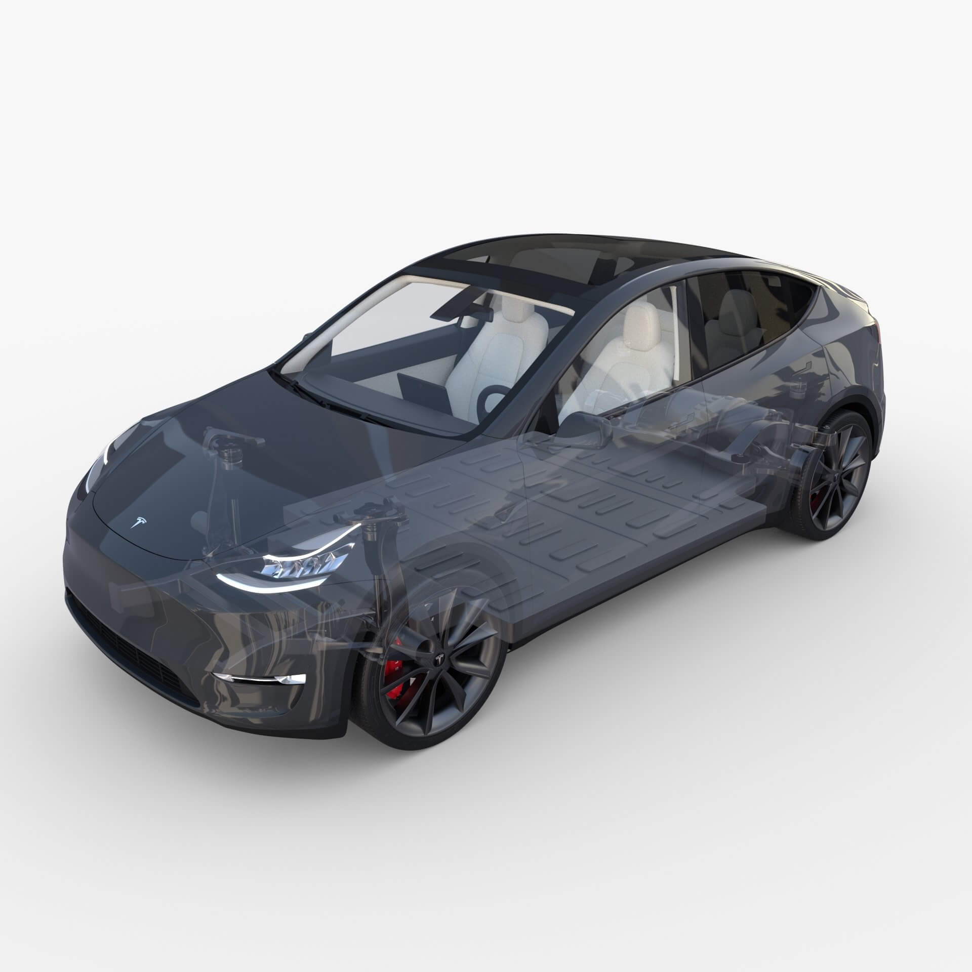 Tesla Model Y RWD Midnight Silver with Interior and Chassis by dragosburian