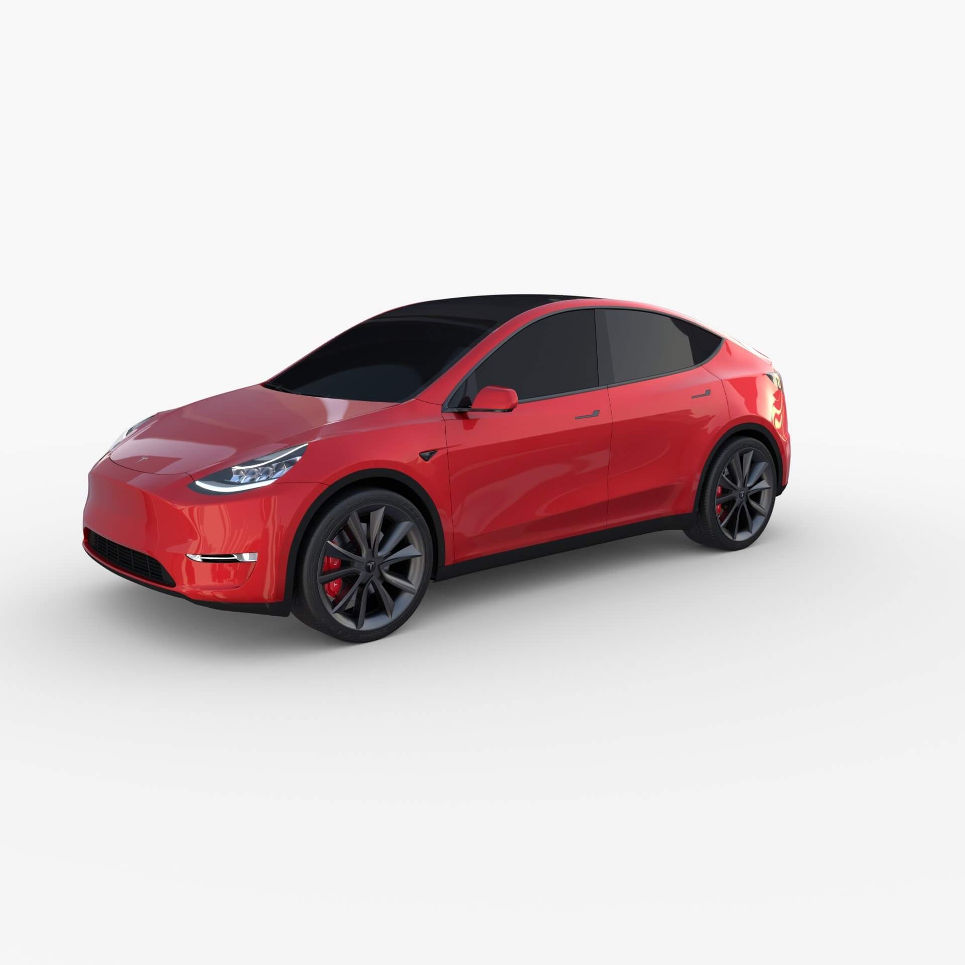 Tesla Model Y RWD Red with Chassis by dragosburian